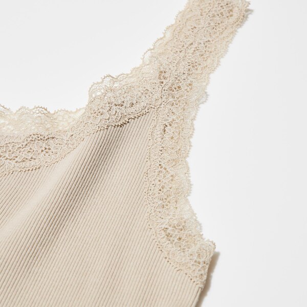 2 Way Stretch Ribbed Lace Tank Top Uniqlo Us