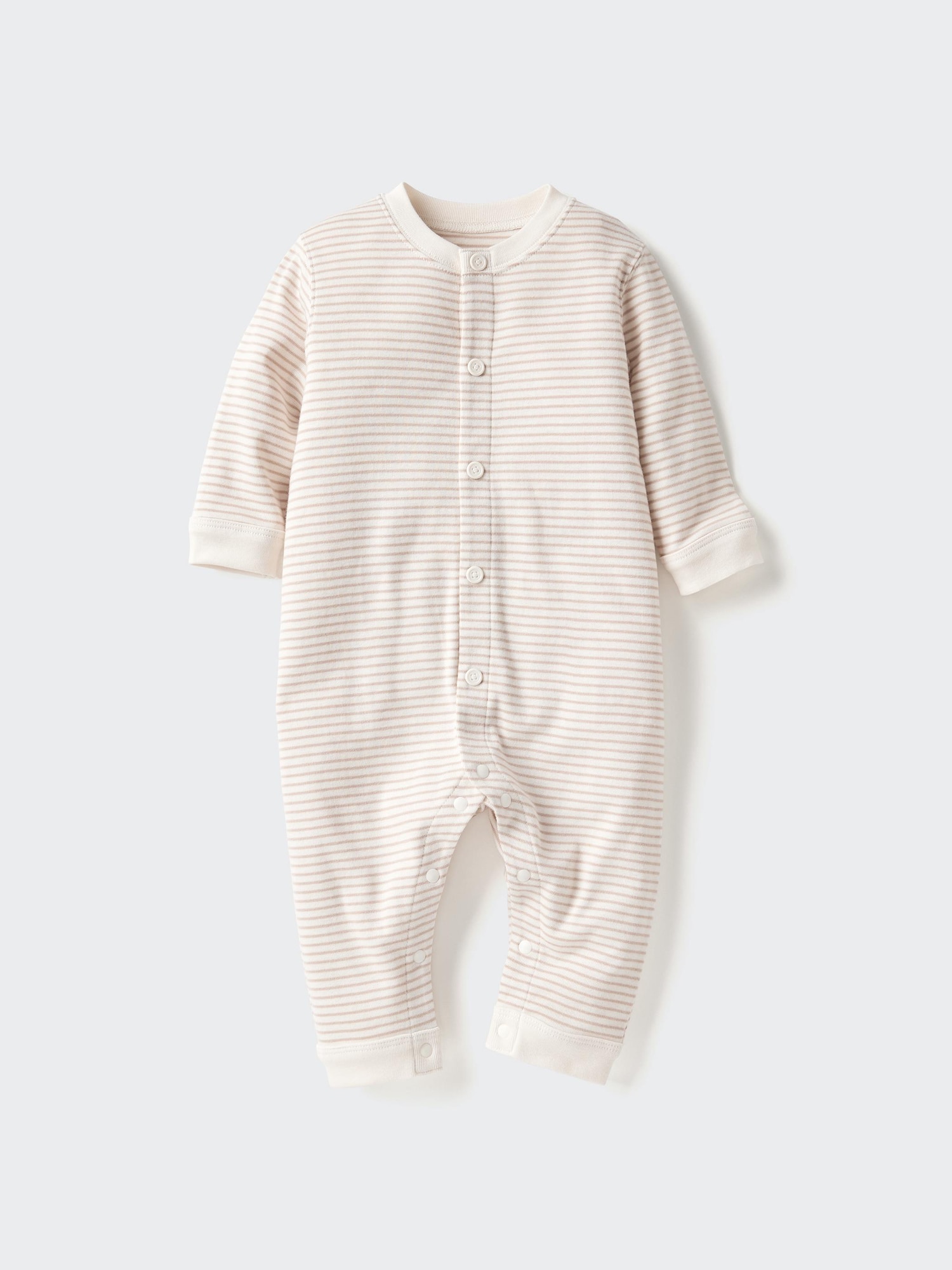 Babies' Newborn Ribbed One Piece Outfit (Long Sleeve, Stripe) | UNIQLO LU