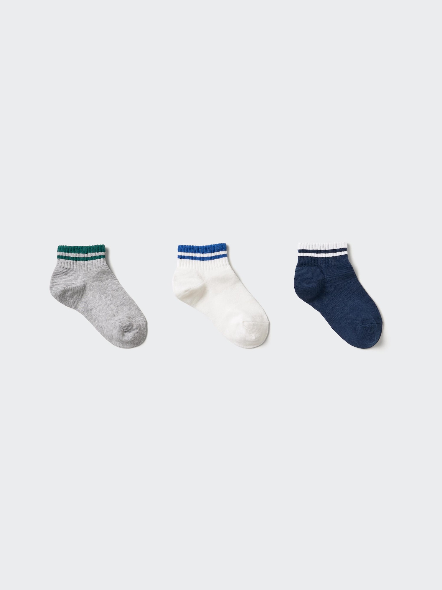 Kids' Short Socks (3 Pairs, Line) | UNIQLO PT