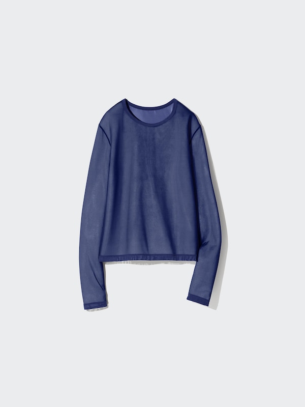 Women's Sheer Crew Neck T-Shirt (Long Sleeve) | UNIQLO IE