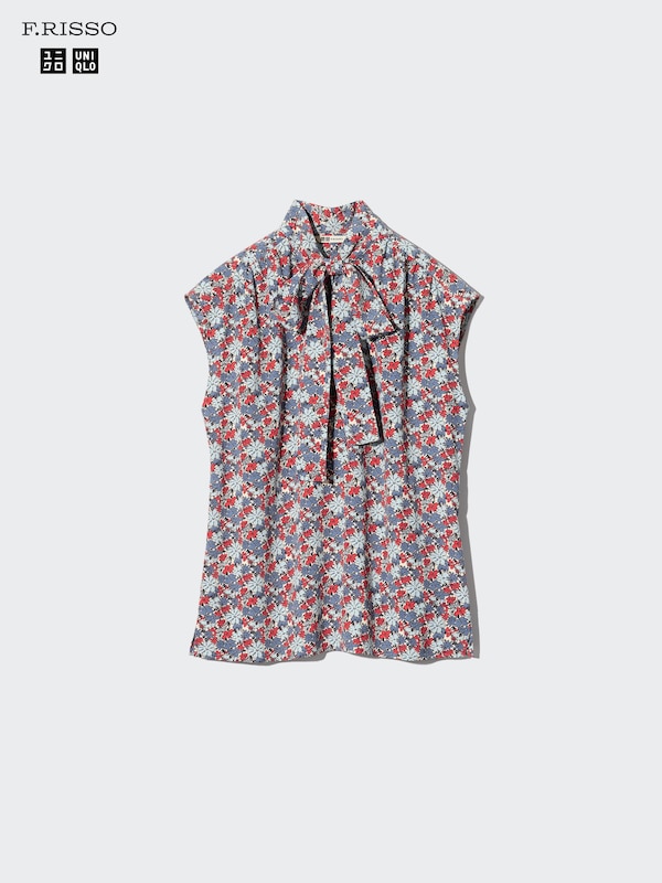Women's Bow Tie Blouse (Sleeveless, Floral) | UNIQLO UK