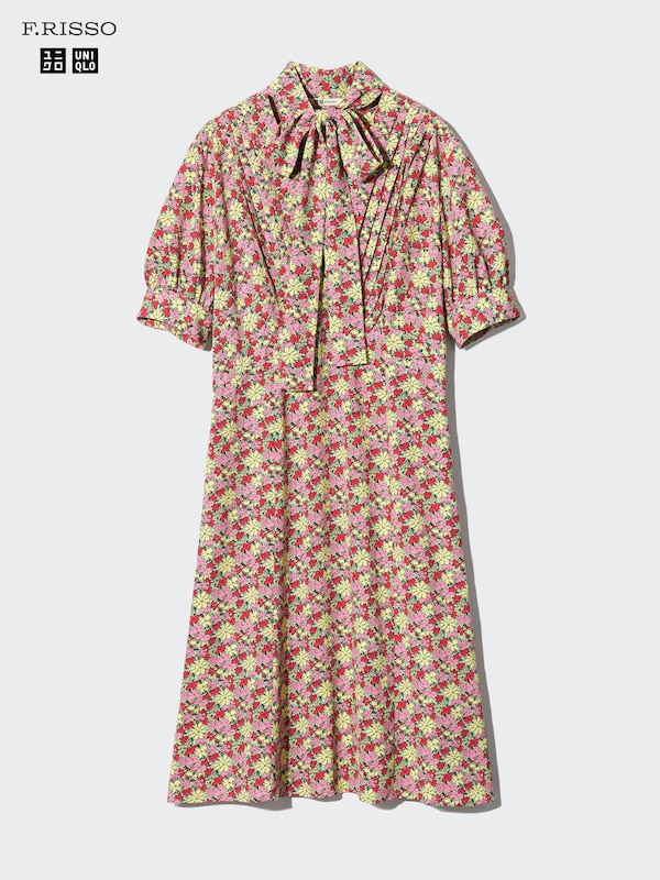 Women's Bow Tie Dress Short Sleeve | Print | UNIQLO CA