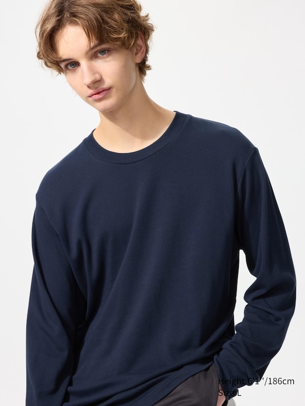 Men's Soft Brushed Crew Neck Long Sleeve T-Shirt | UNIQLO AU