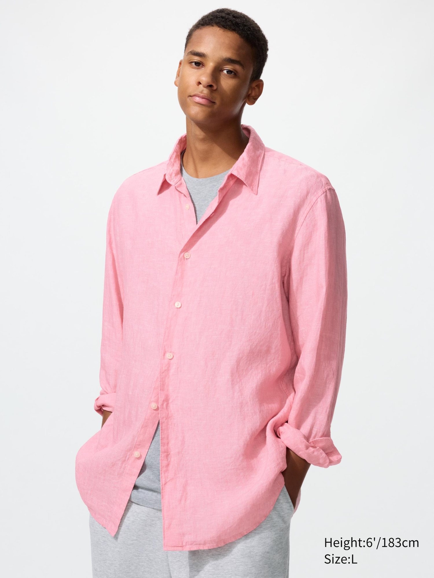 Men's 100% European Premium Linen Long Sleeve Shirt | UNIQLO AU