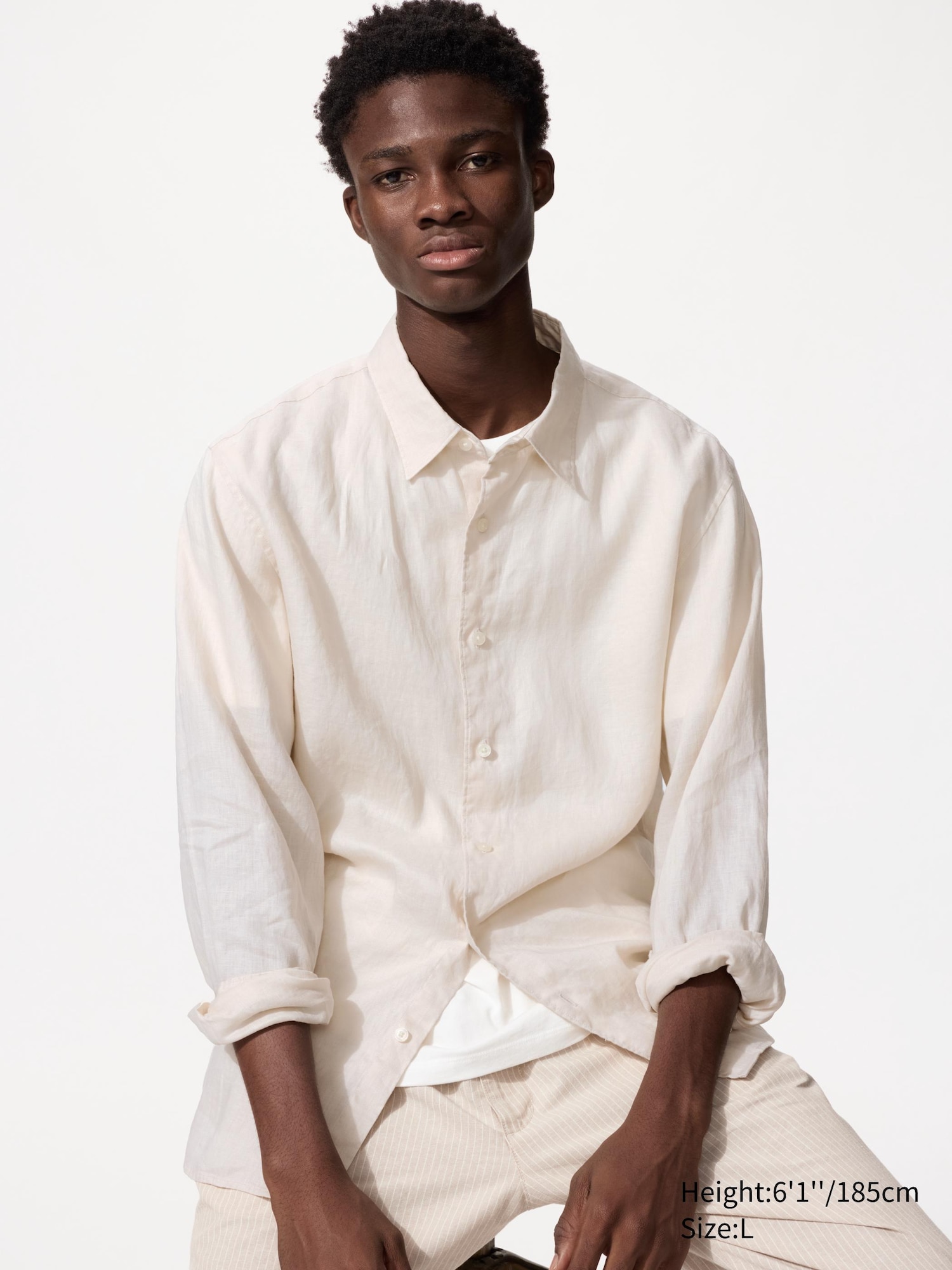 Men's 100% European Premium Linen Long Sleeve Shirt | UNIQLO AU