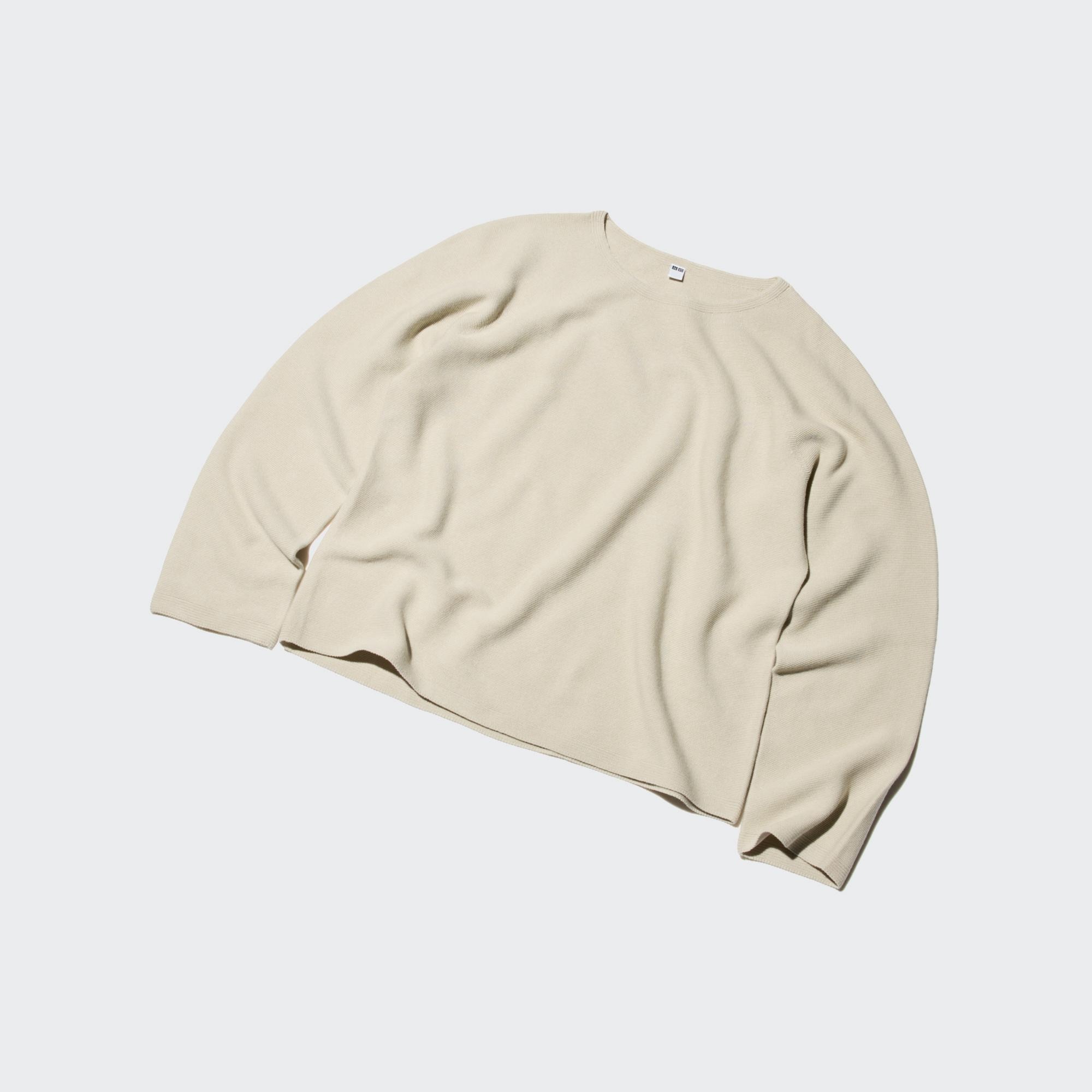 Women's 3D KNIT Cotton Crew Neck Sweater | UNIQLO AU