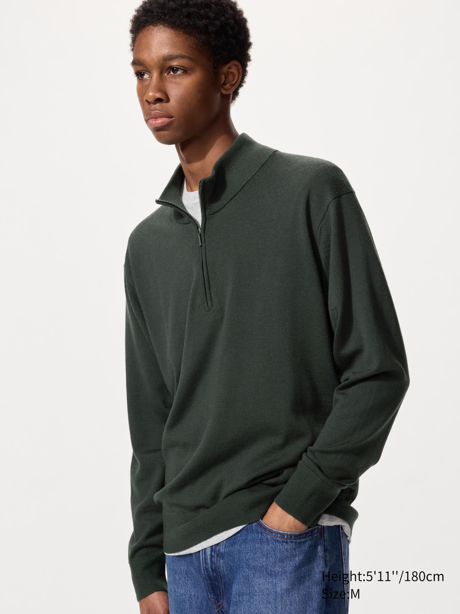 Men's 100% Merino Half Zip Sweater | UNIQLO AU
