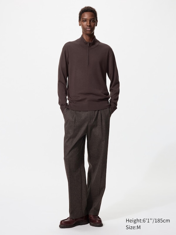Men's 100% Merino Half Zip Sweater | UNIQLO AU