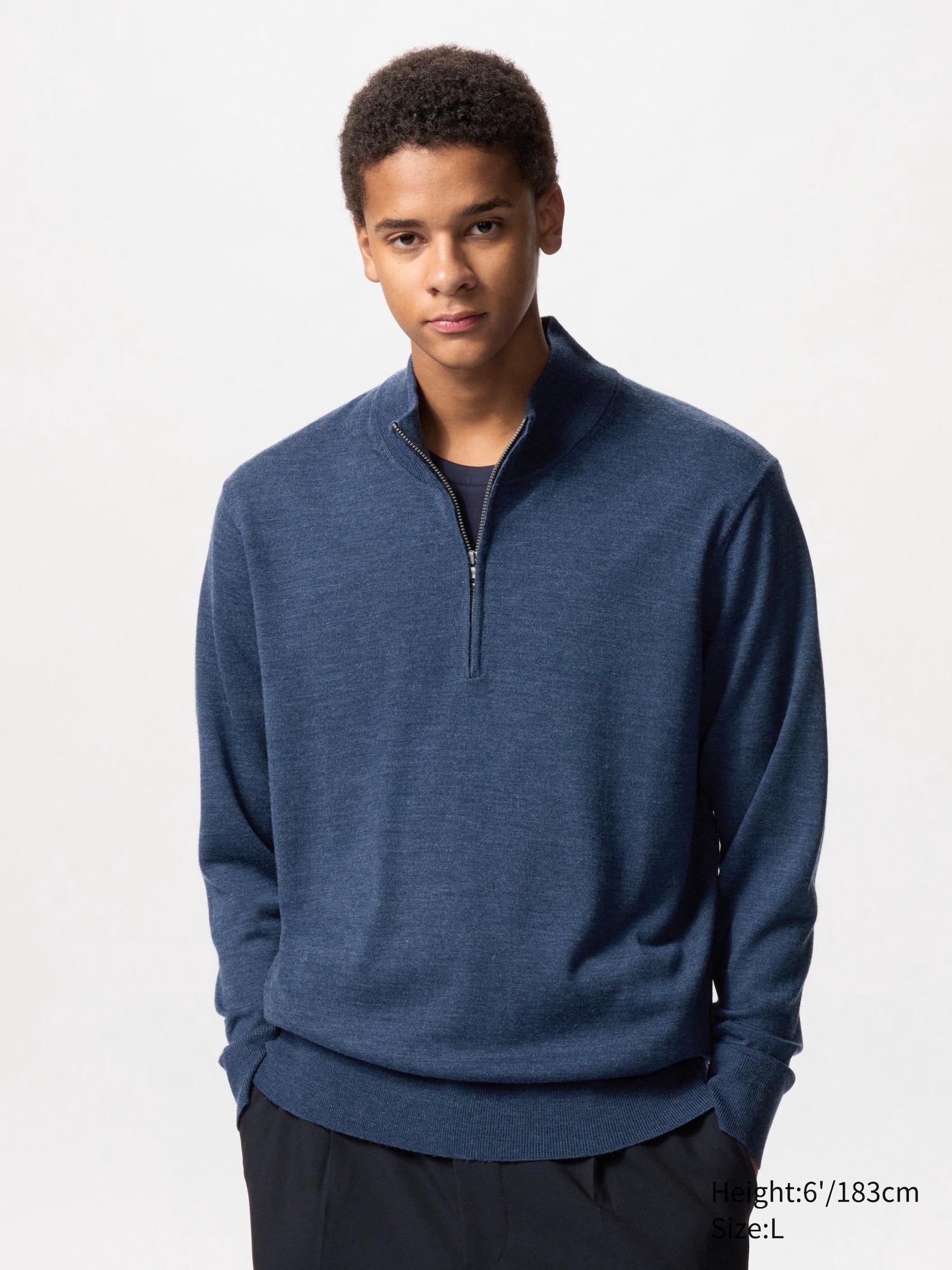 Men's 100% Merino Half-Zip Sweater | UNIQLO AU
