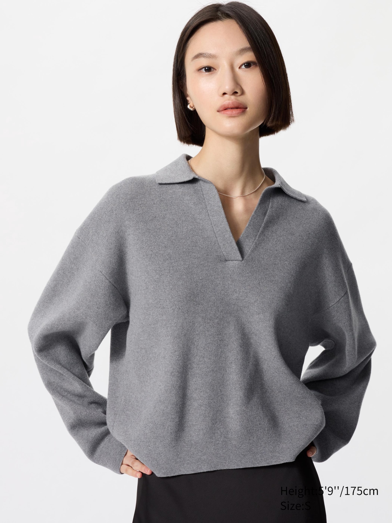 Women's Smooth Cotton Relaxed Polo Sweater | UNIQLO AU