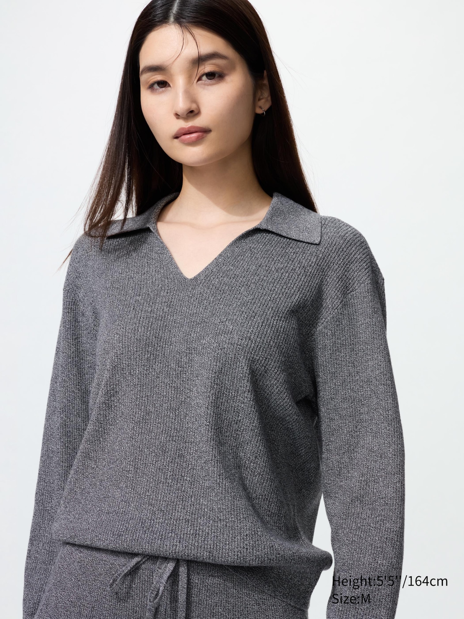 Women's Washable Knit Ribbed Polo Sweater | UNIQLO AU