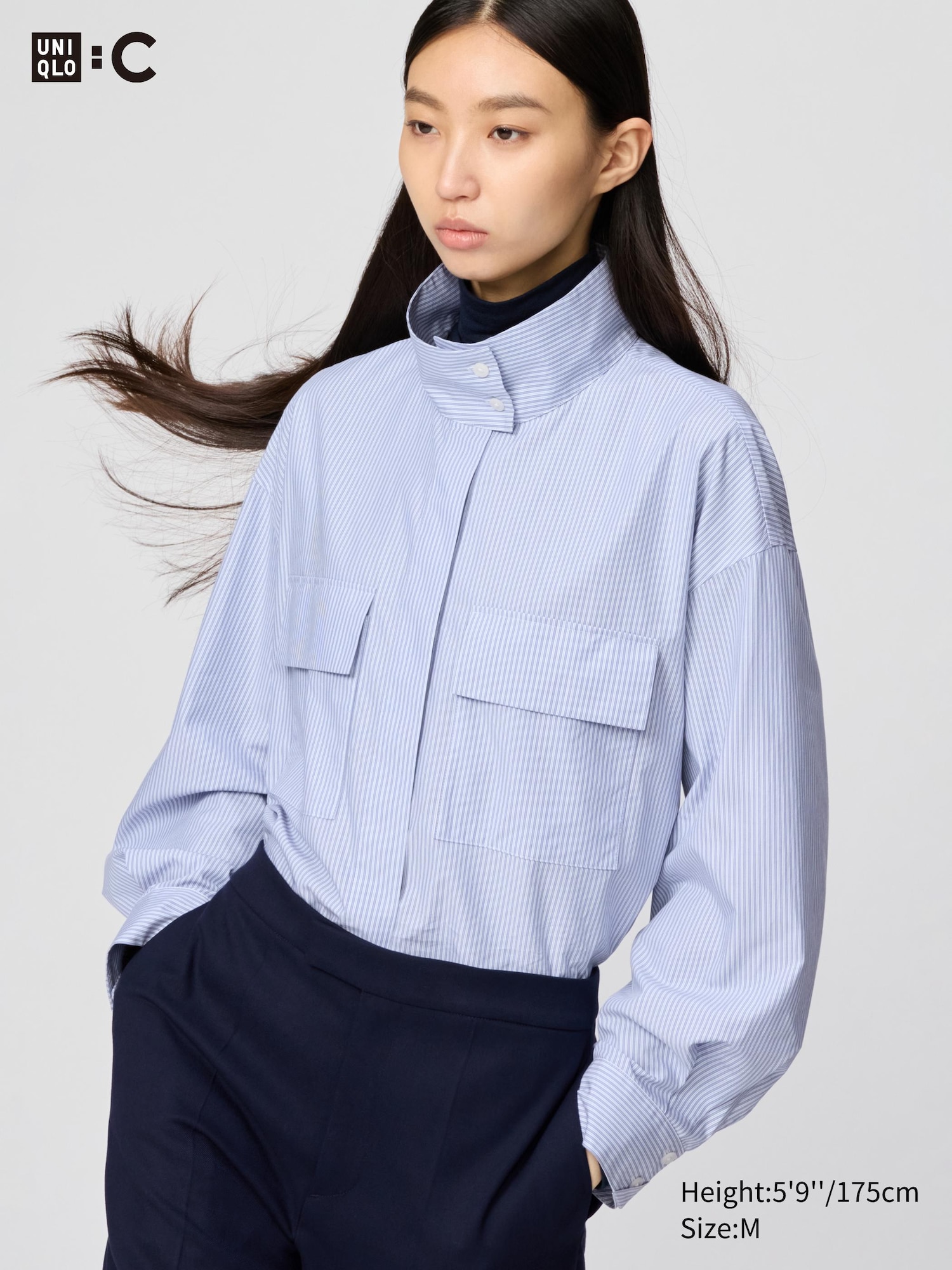 Women's UNIQLO : C Cotton Stand Collar Shirt Jacket | UNIQLO AU
