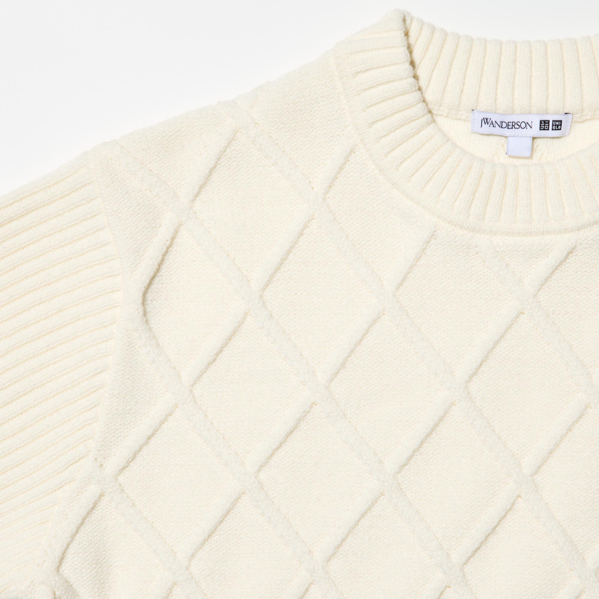 Men's DIAMOND STITCHED CREW NECK SWEATER | UNIQLO CA