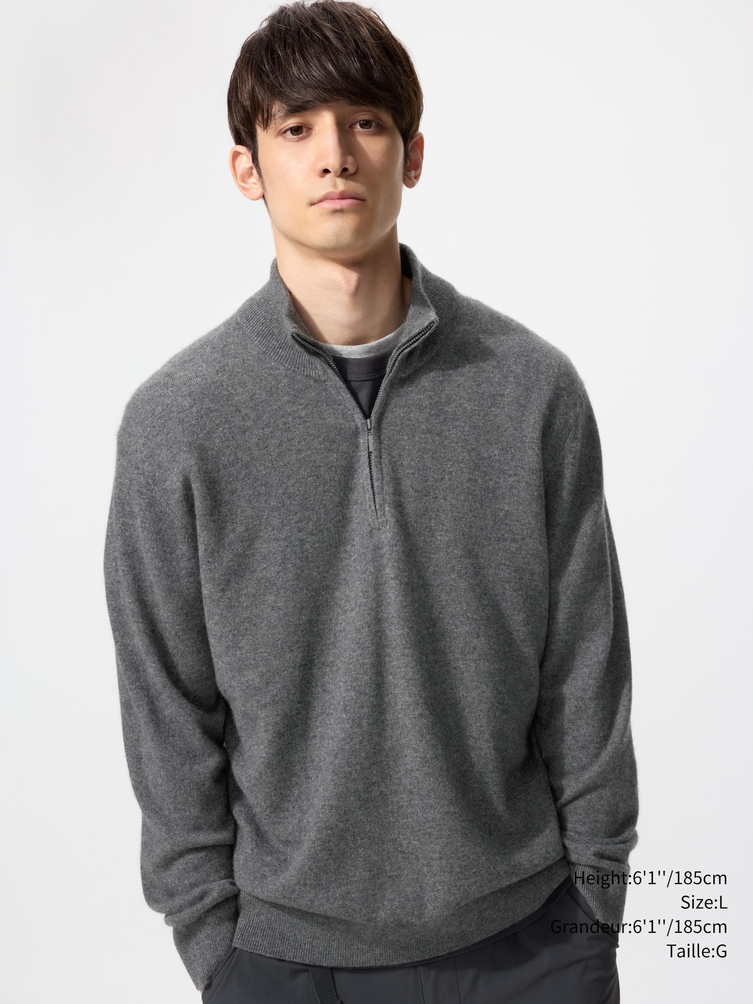 Men's CASHMERE HALF-ZIP SWEATER | UNIQLO CA