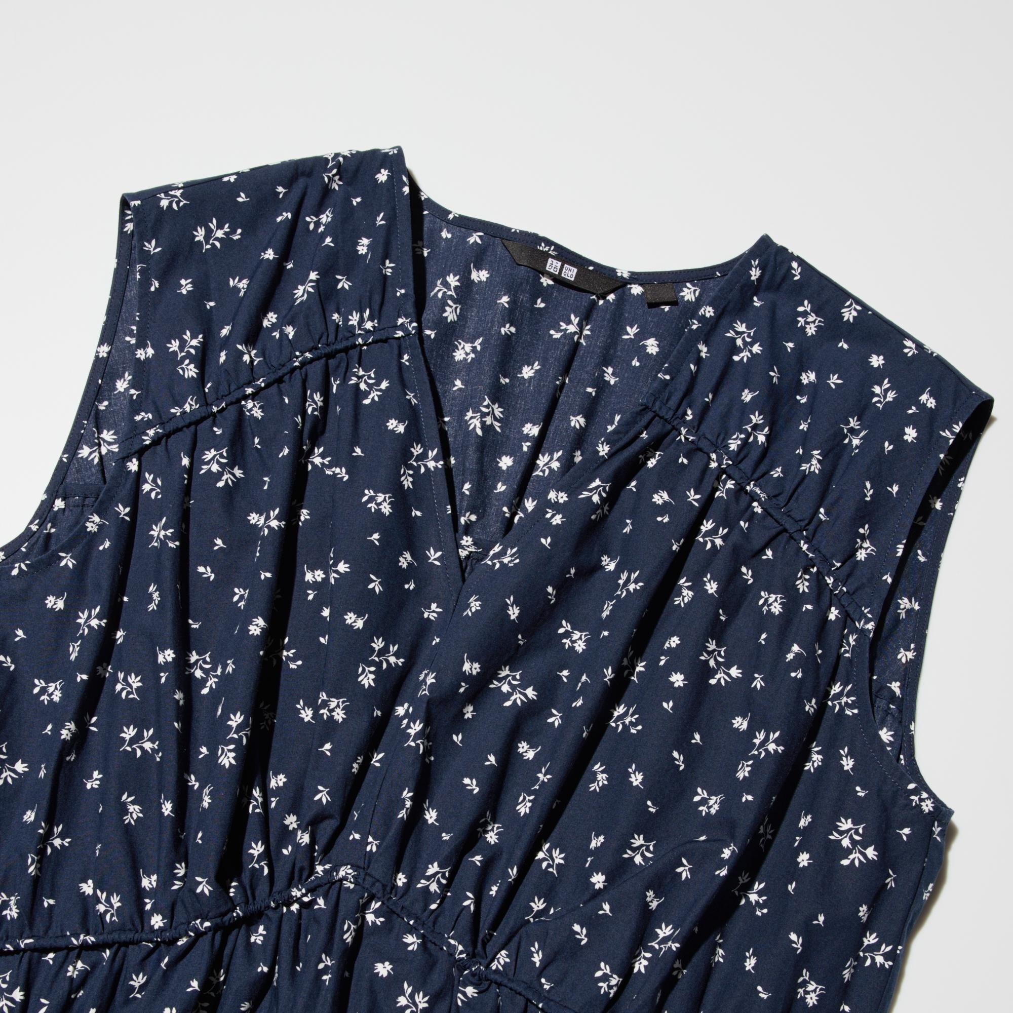 Women's Cotton Gathered Dress | Sleeveless | UNIQLO CA