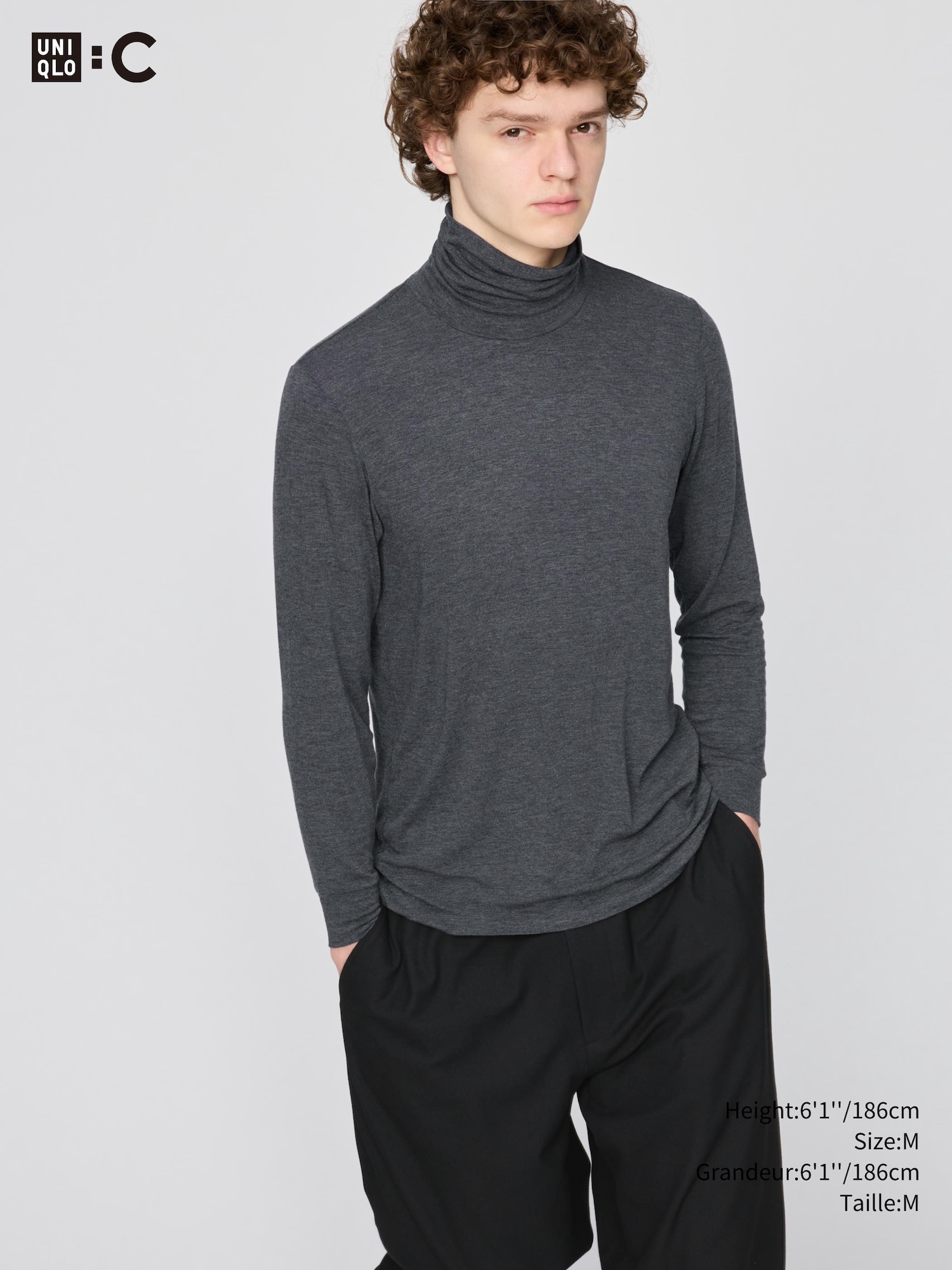 Men's HEATTECH EXTRA WARM CASHMERE BLEND TURTLE NECK T-SHIRT | UNIQLO CA