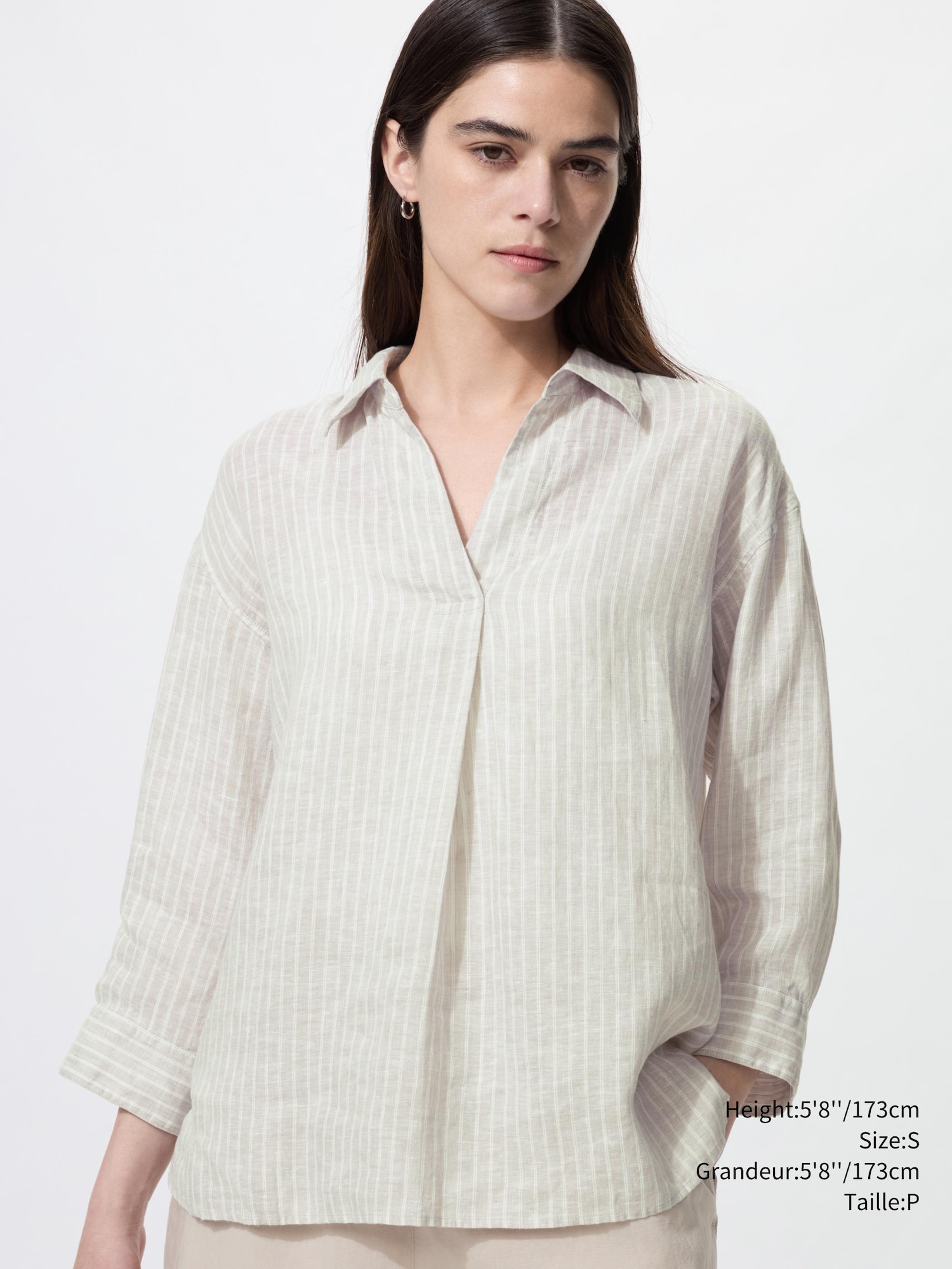 Women's PREMIUM LINEN SKIPPER COLLAR SHIRT | UNIQLO CA