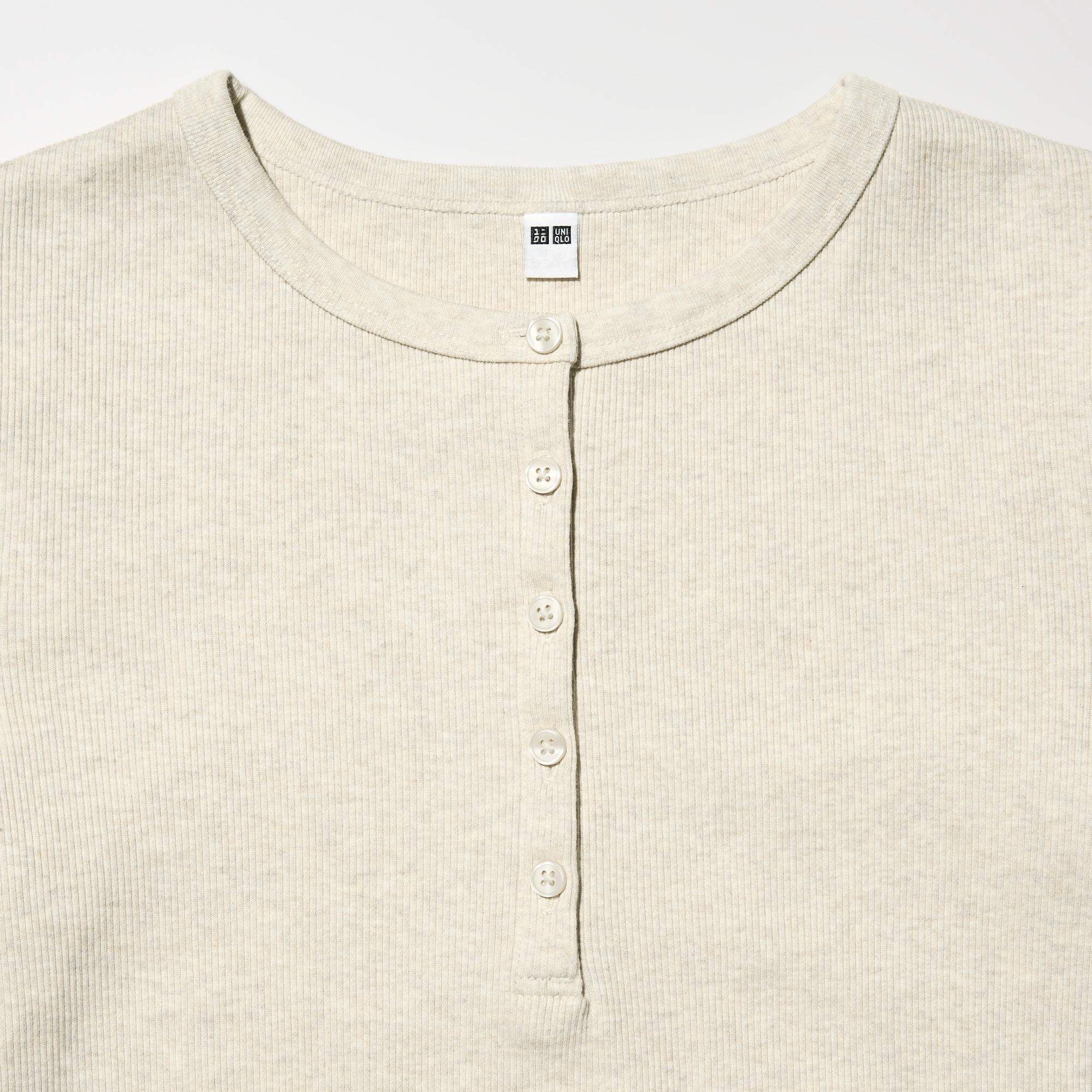 Women's Ribbed Henley Neck T-Shirt | UNIQLO CA