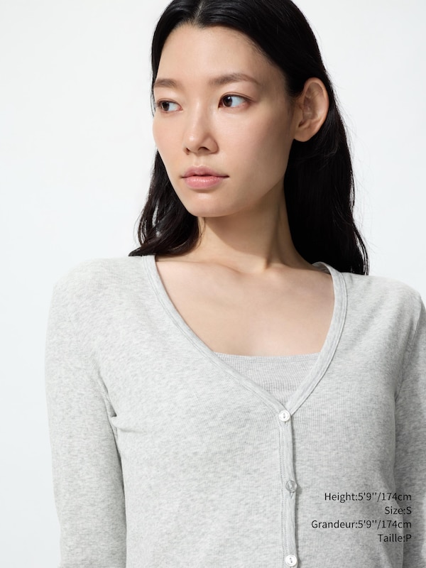 FEMME CARDIGAN À CÔTES FINES COL EN V pour Femme | UNIQLO CA
