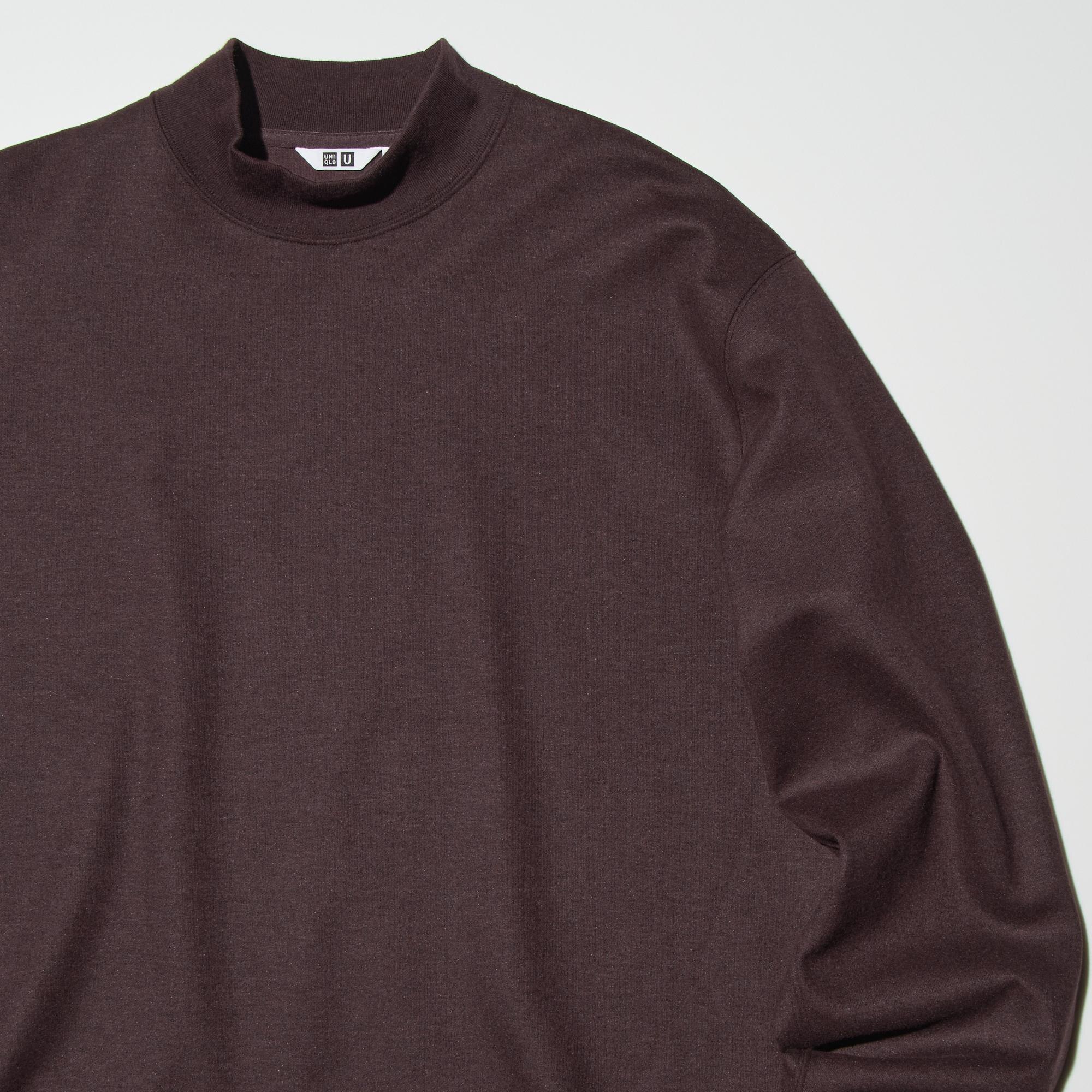 Men's Brushed Jersey Mock Neck Long Sleeved T-Shirt | UNIQLO DE