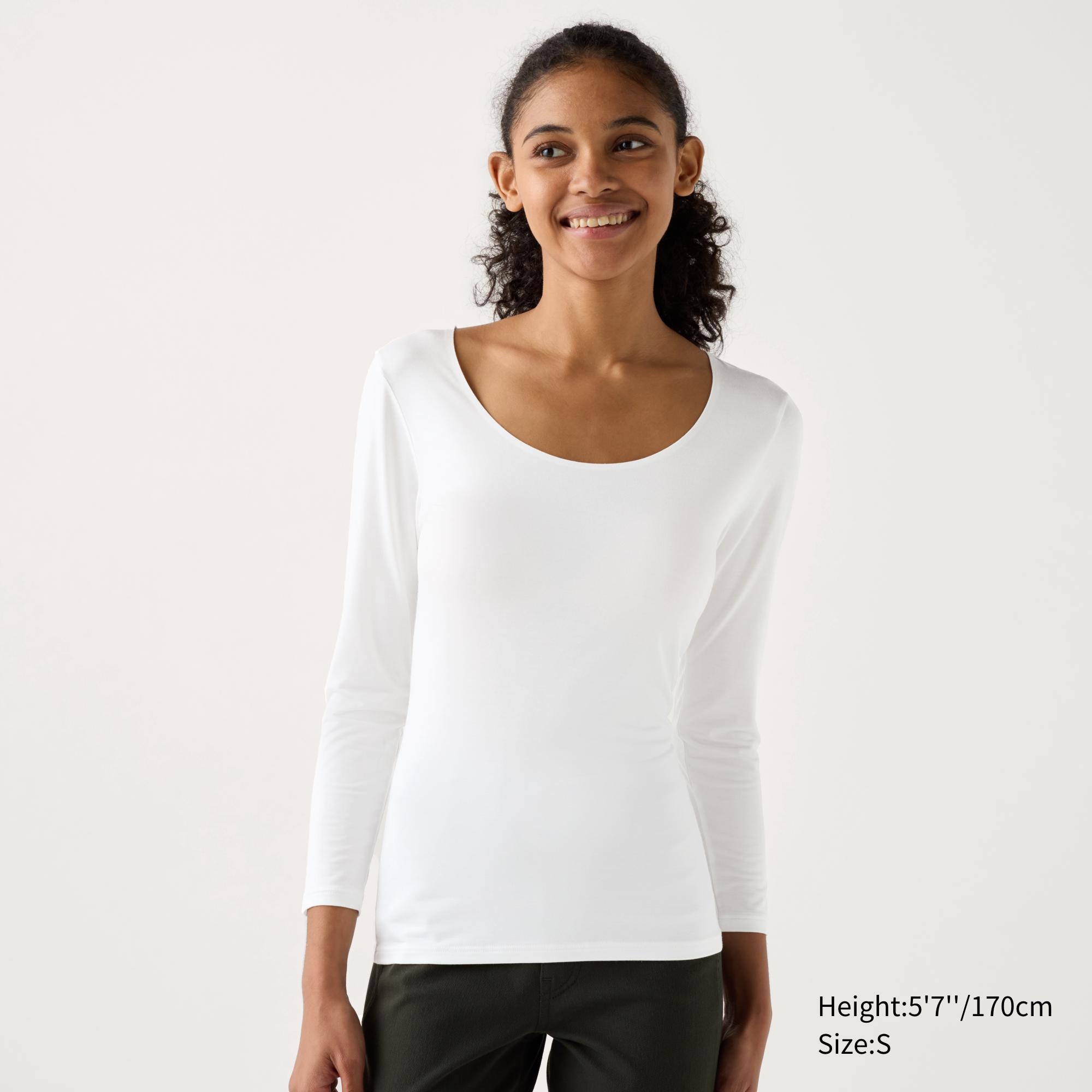 HEATTECH Scoop Neck Long Sleeved T-Shirt | UNIQLO BE