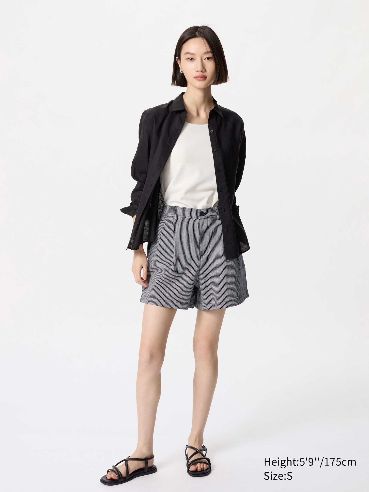 UNIQLO Pantalón corto lino algodón (rayas) | StyleHint