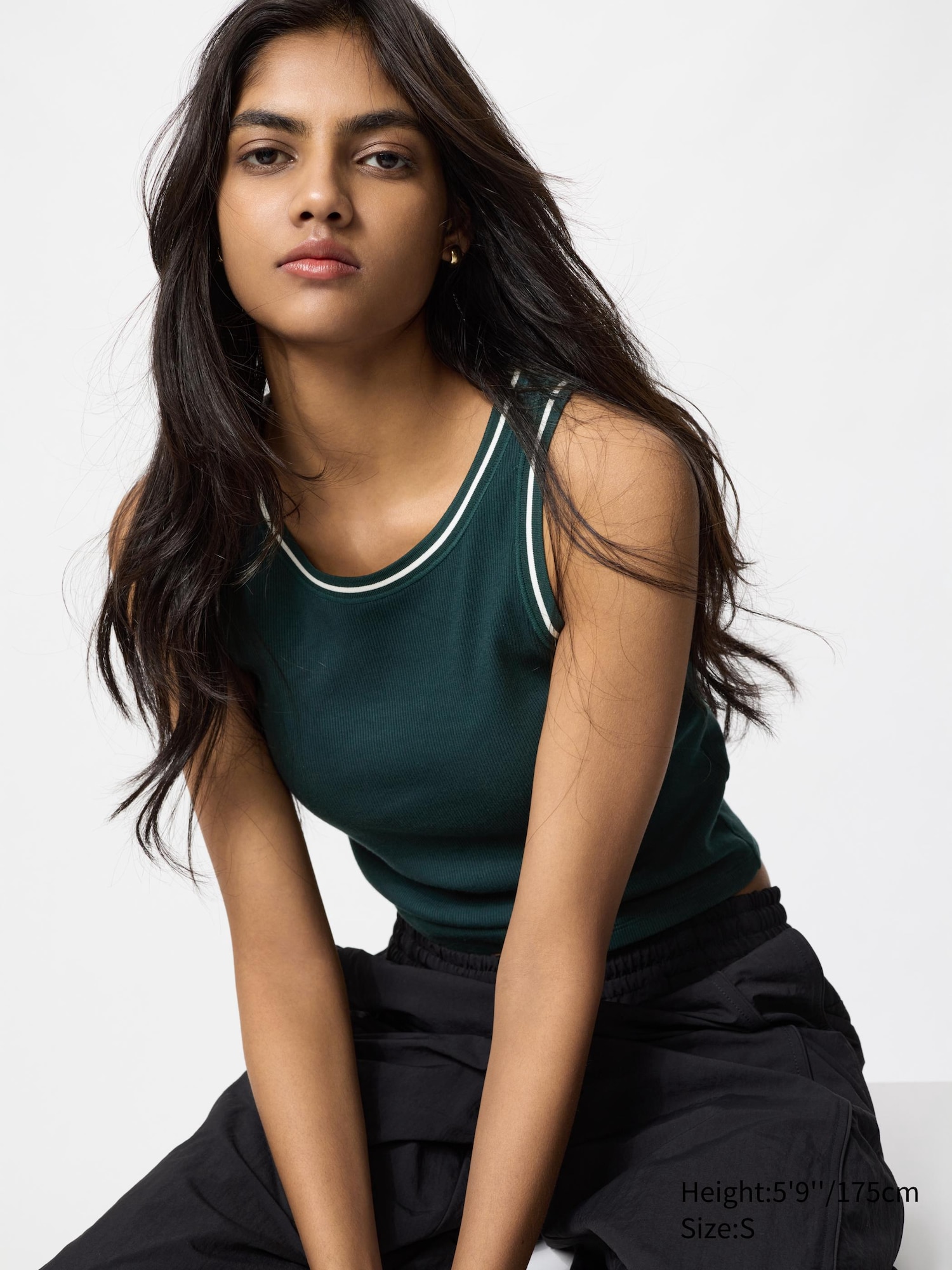 Women's Ribbed Cropped Sleeveless Bra Top (Line) | UNIQLO ES