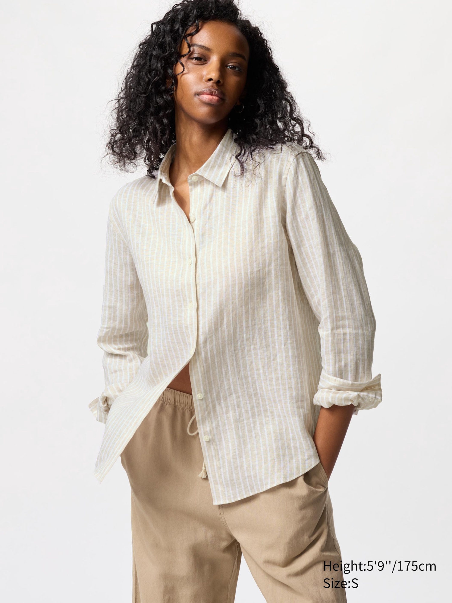 Camicia 100% Lino Premium a Righe da Donna | UNIQLO IT