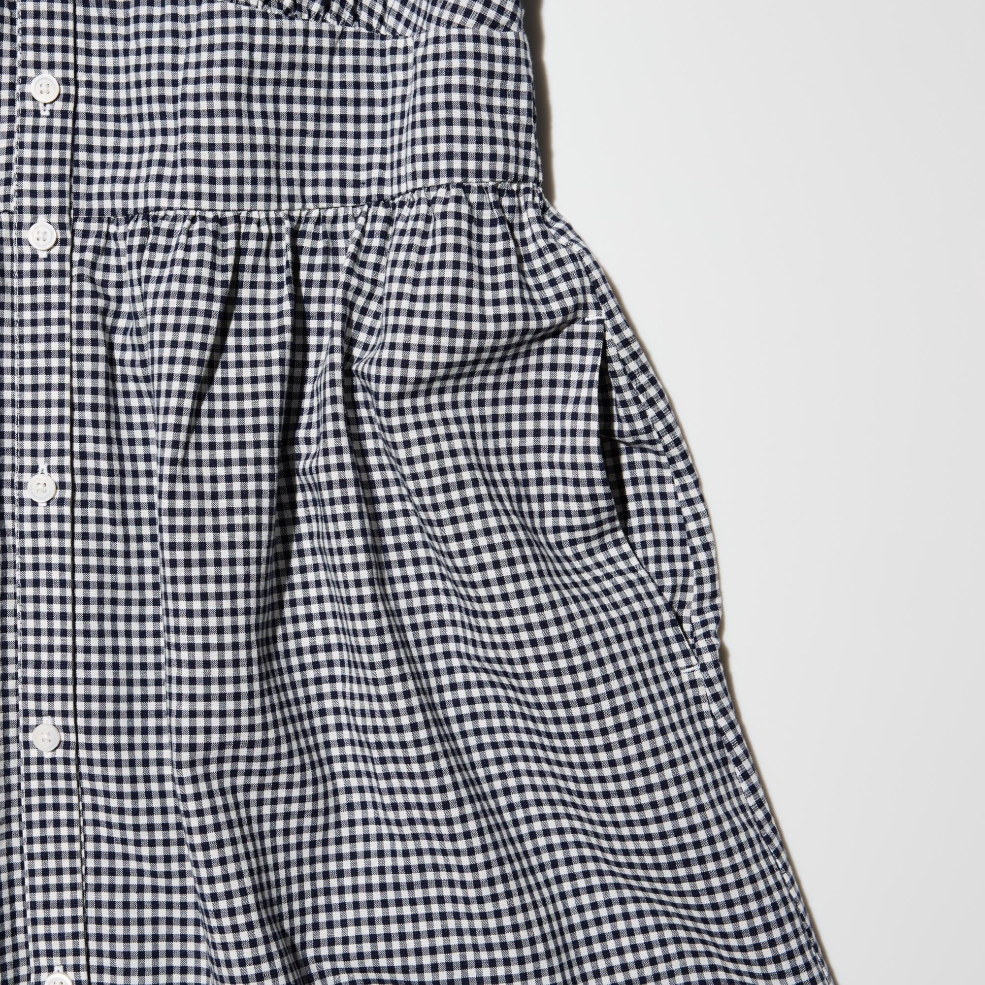 Robe en lin mélangé Col V (Motif Vichy, Manches courtes) pour Femme ...