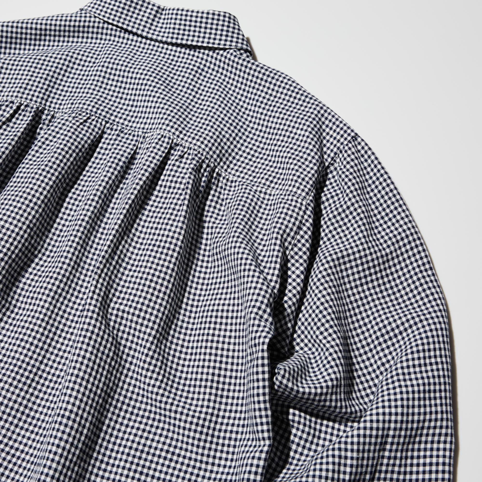 Women's Linen Blend Oversized Shirt (Gingham) | UNIQLO DE