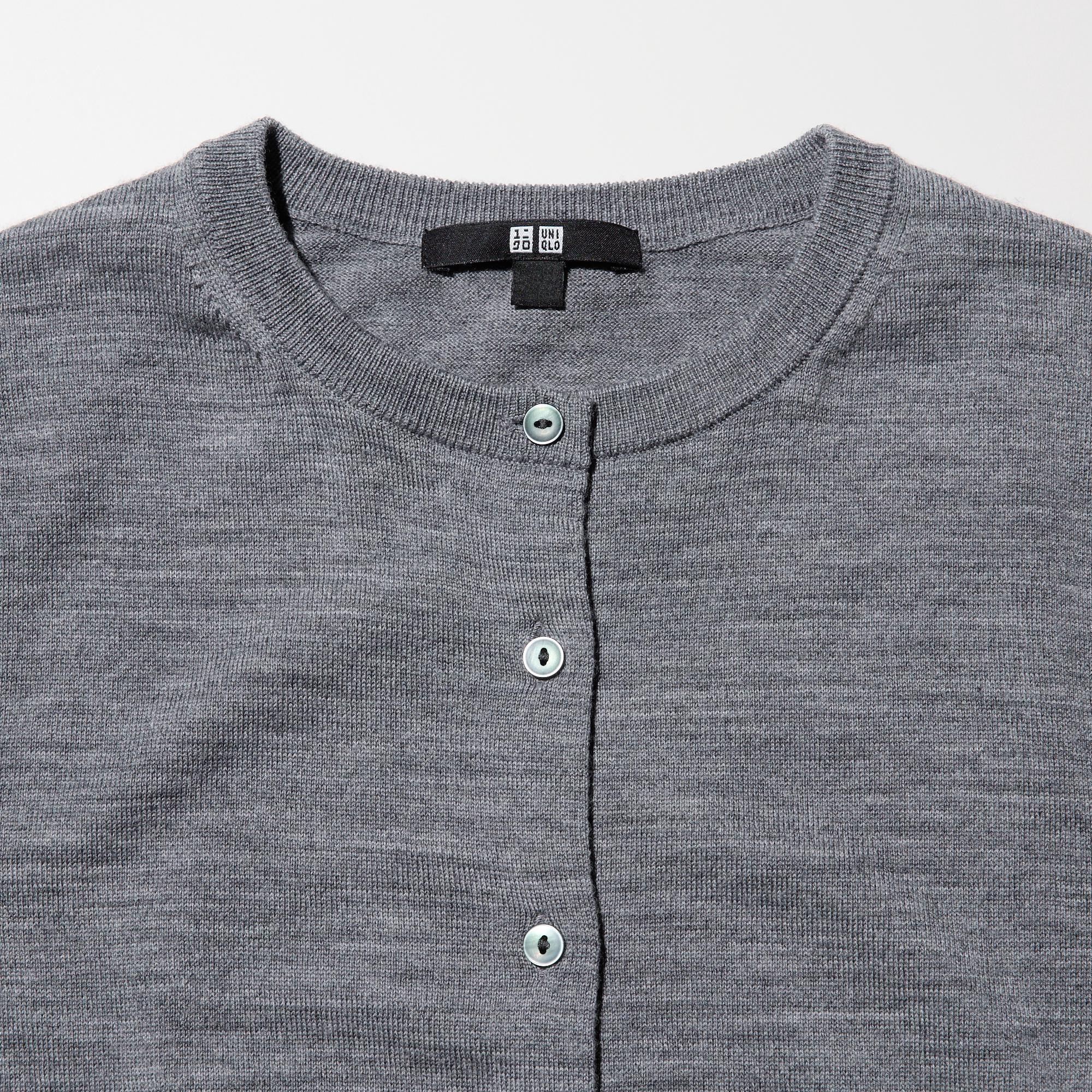 Women's 100% Merino Crew Neck Cardigan | UNIQLO PT