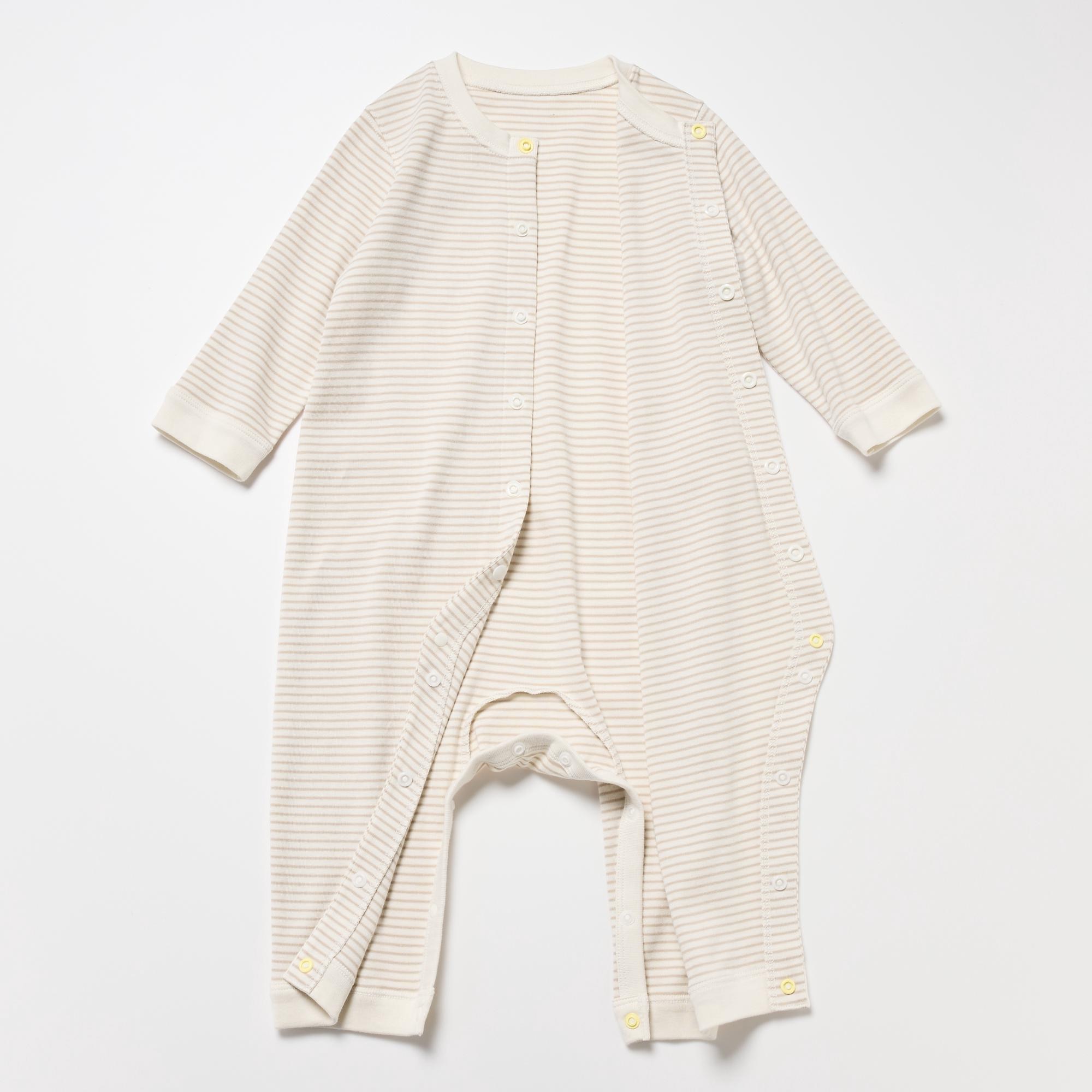 Babies' Newborn Ribbed One Piece Outfit (Long Sleeve, Stripe) | UNIQLO LU