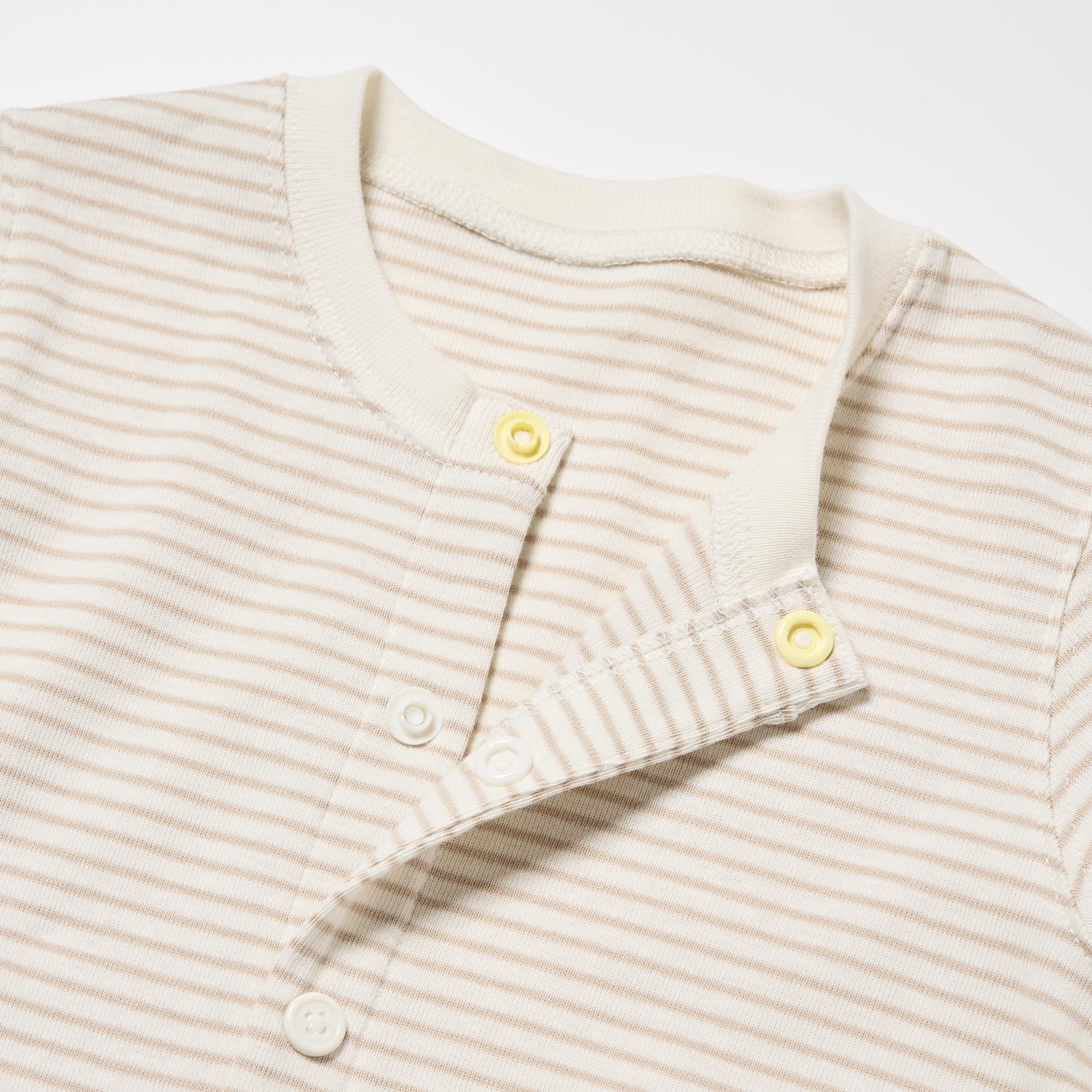 Babies' Newborn Ribbed One Piece Outfit (Long Sleeve, Stripe) | UNIQLO LU