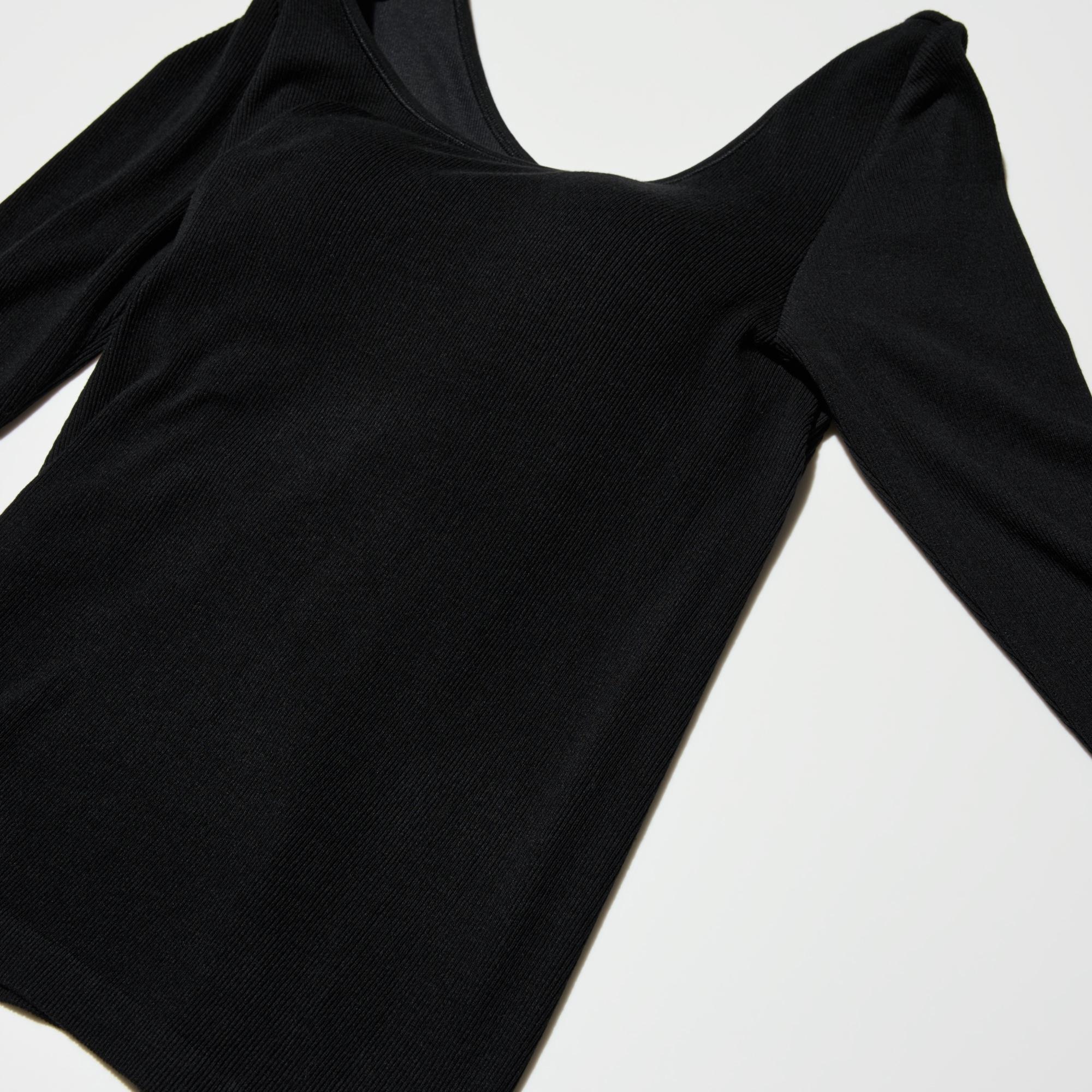 Women's HEATTECH Extra Warm Ribbed Scoop Neck Bra T-Shirt (Long Sleeve ...