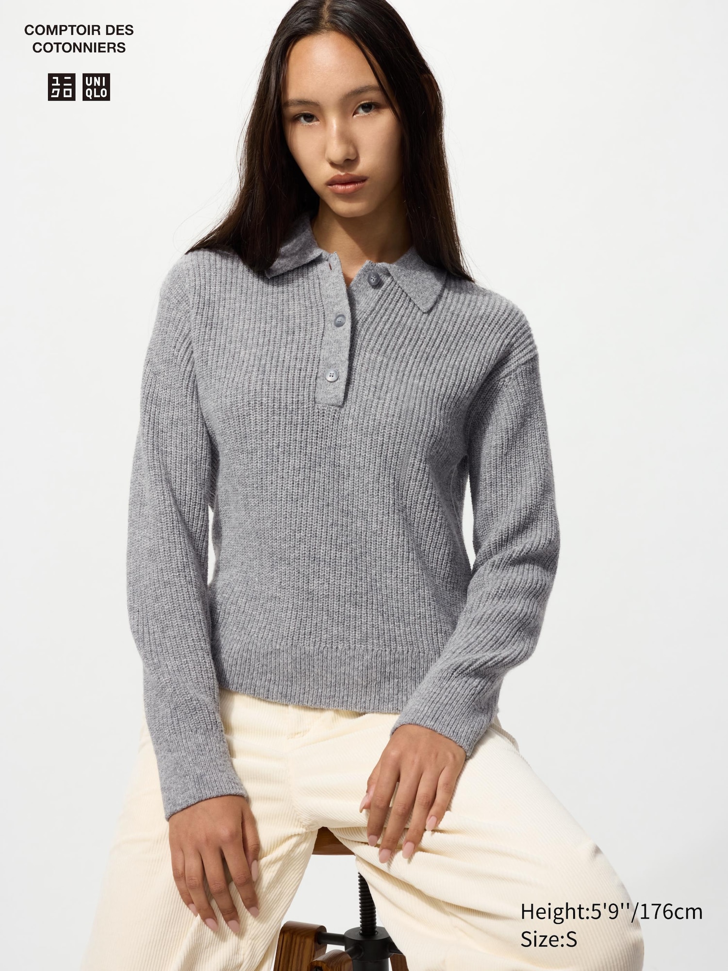 Pull à col polo en laine mélangée pour Femme | UNIQLO FR