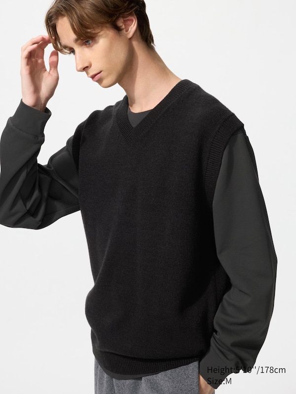 Men's Knit V Neck Vest | UNIQLO ES