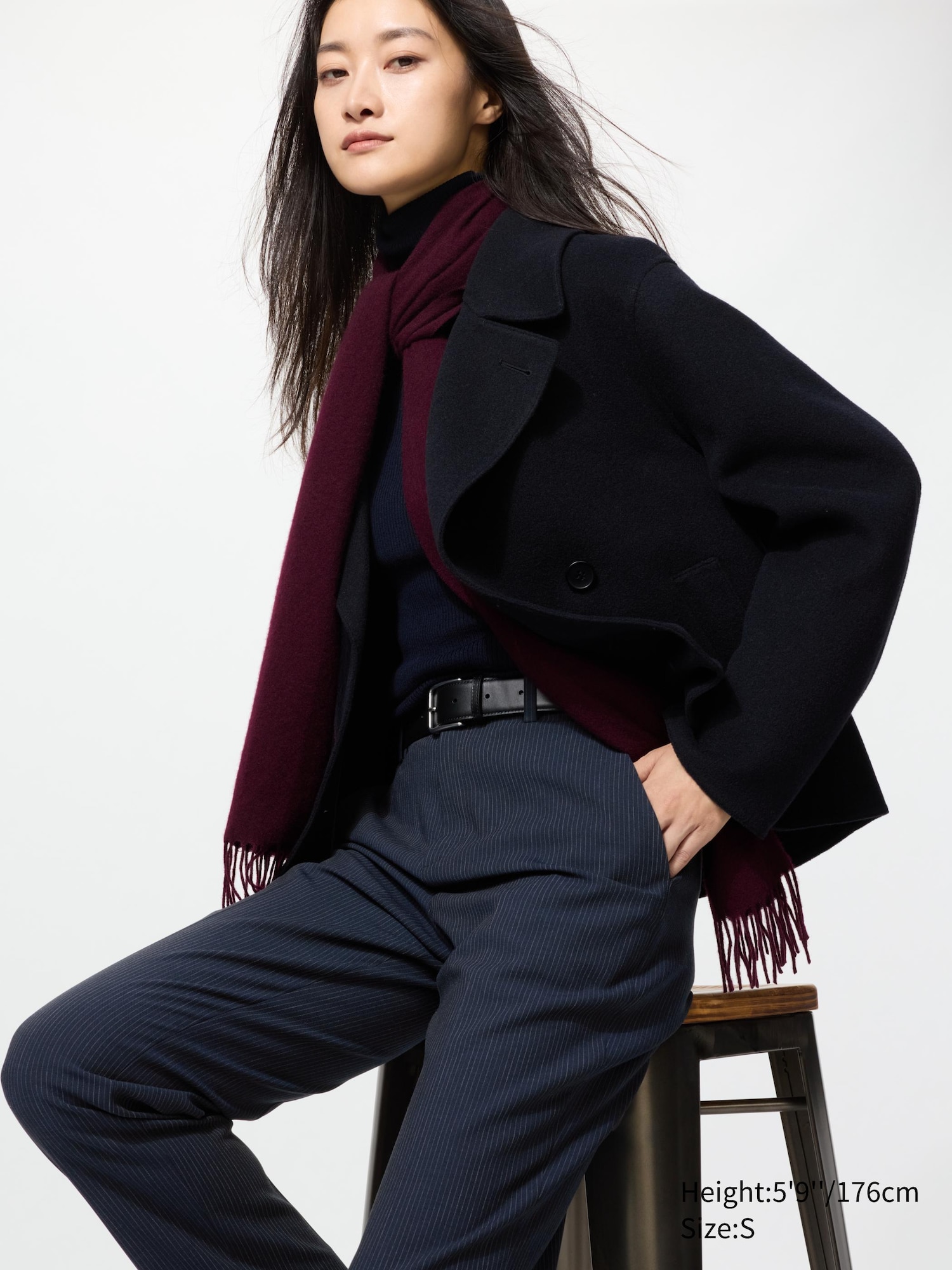 Women's Smart Ankle Trousers (Striped, Longer) | UNIQLO LT