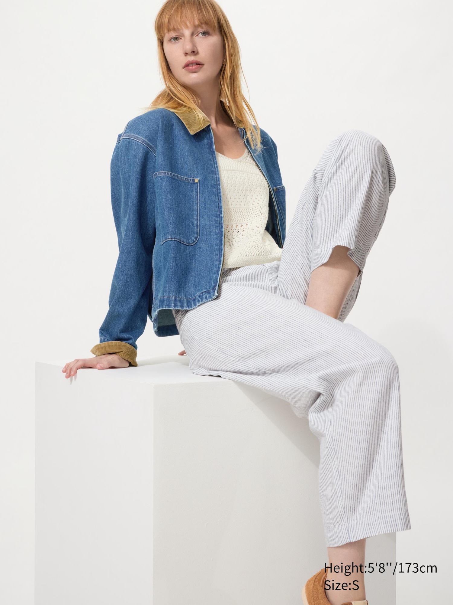 Women's Linen Cotton Tapered Trousers (Striped) | UNIQLO PL