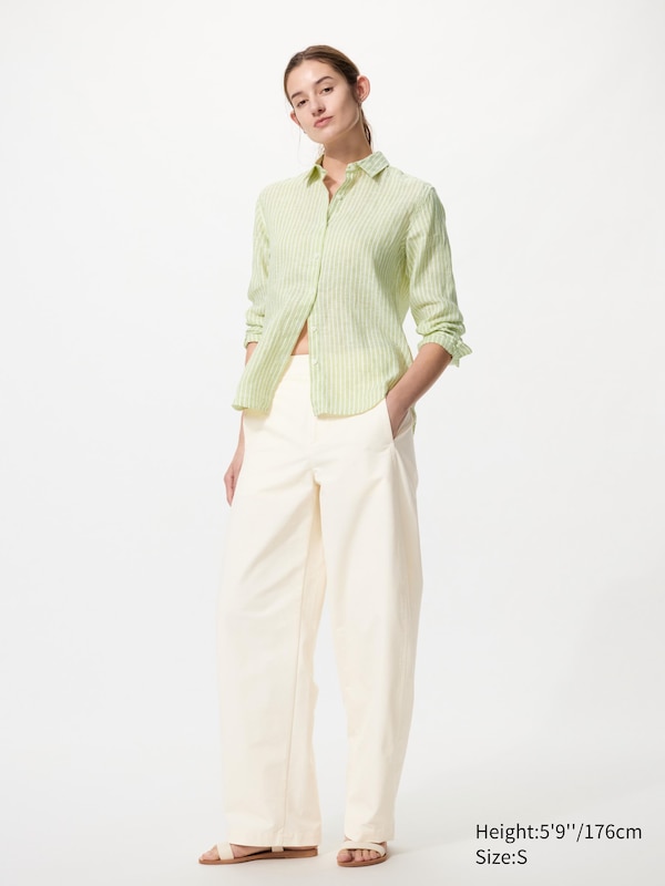 Women's 100% Premium Linen Shirt (Striped) | UNIQLO NL
