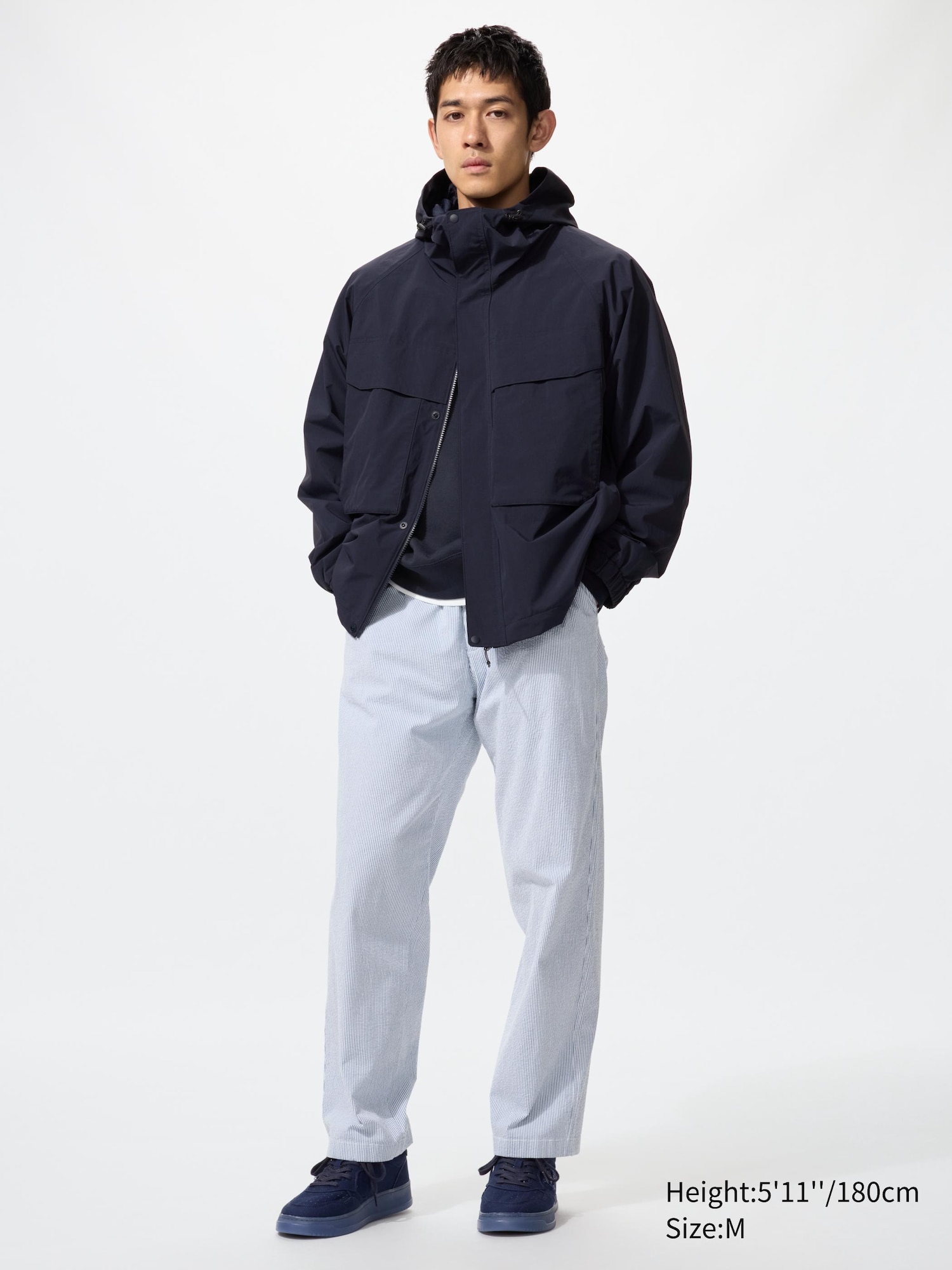 Men's Stretch Easy Ankle Trousers (Seersucker) | UNIQLO EE