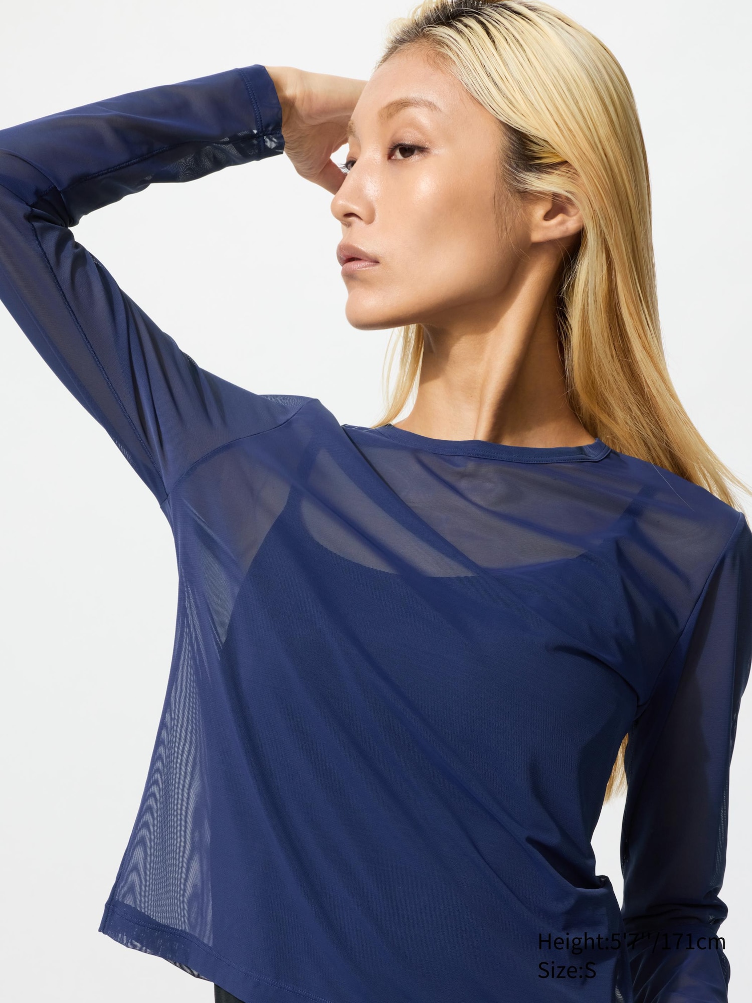 Women's Sheer Crew Neck T-Shirt (Long Sleeve) | UNIQLO IE