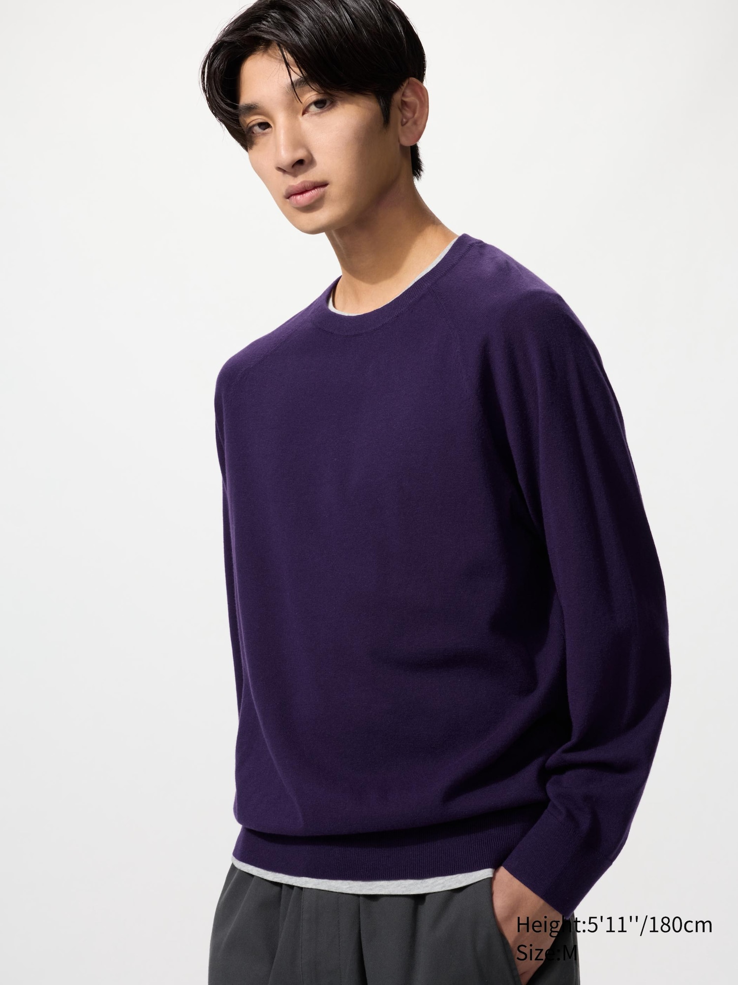 Men's Washable Cotton Crew Neck Jumper | UNIQLO LV