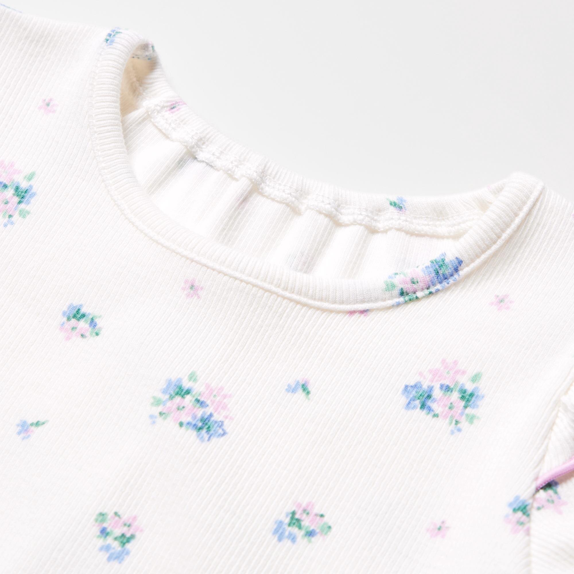 Babies' Crew Neck T-Shirt (Long Sleeve, Frill, Printed) | UNIQLO PT