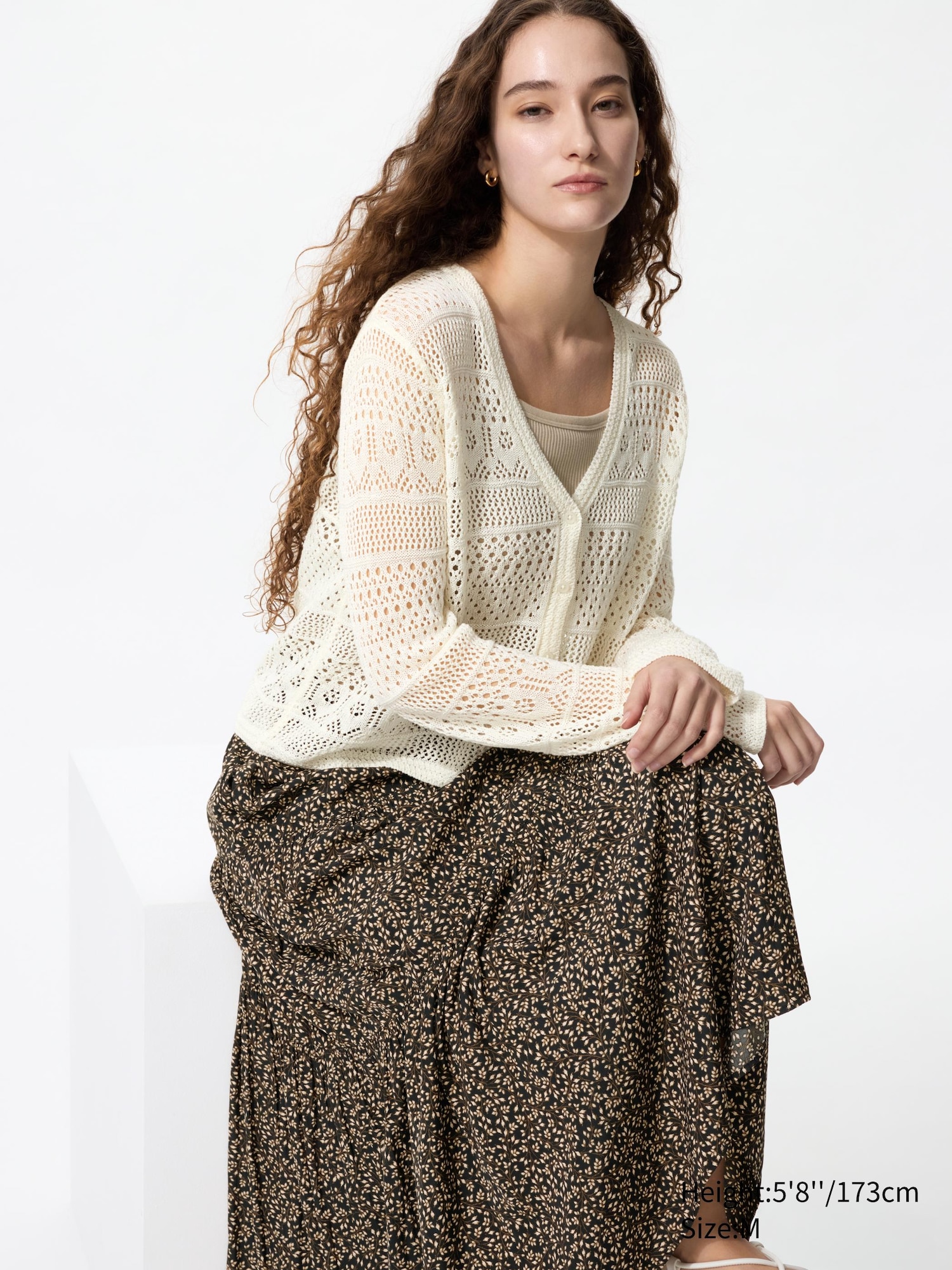 Women's Crochet V Neck Cardigan | UNIQLO BG