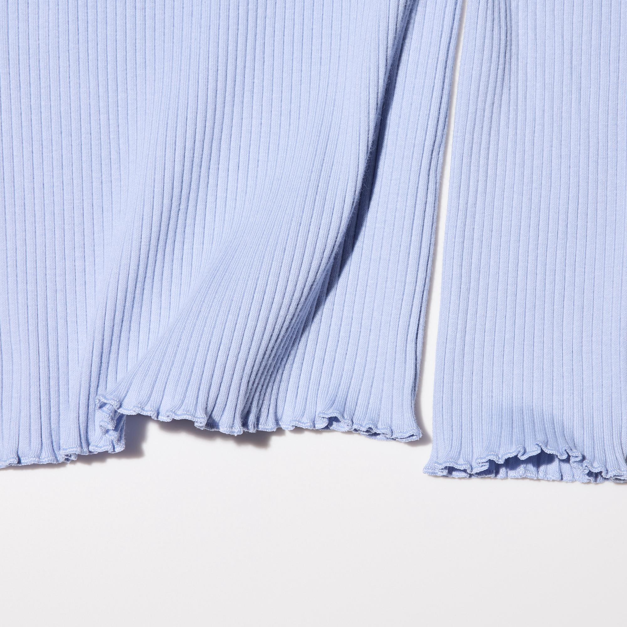 Kids' Girls Ribbed Mellow Stitch T-Shirt (Long Sleeve) | UNIQLO UK