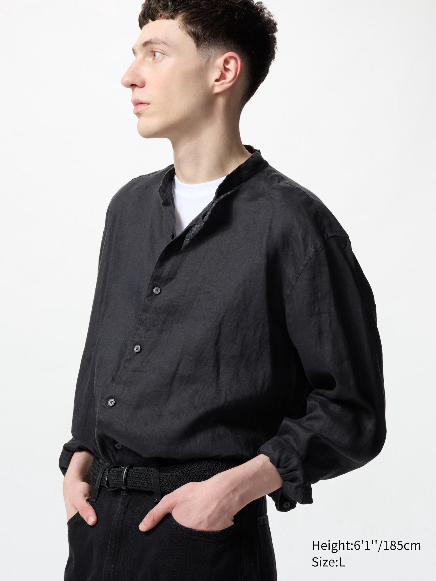 UNIQLO 100% Premium Linen Shirt (Stand Collar) | King's Cross