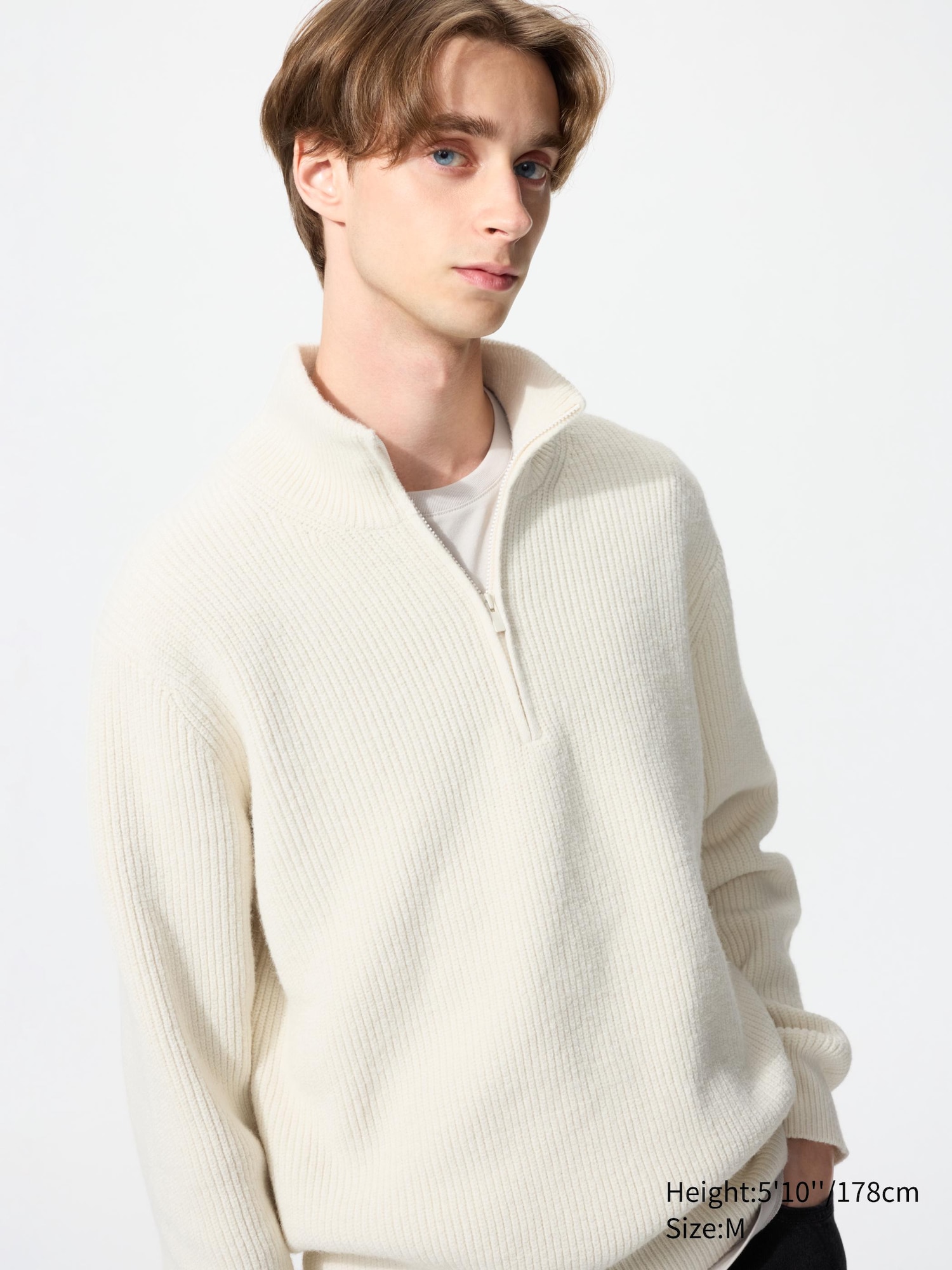 Men's Soufflé Yarn Half-Zip Jumper | UNIQLO UK
