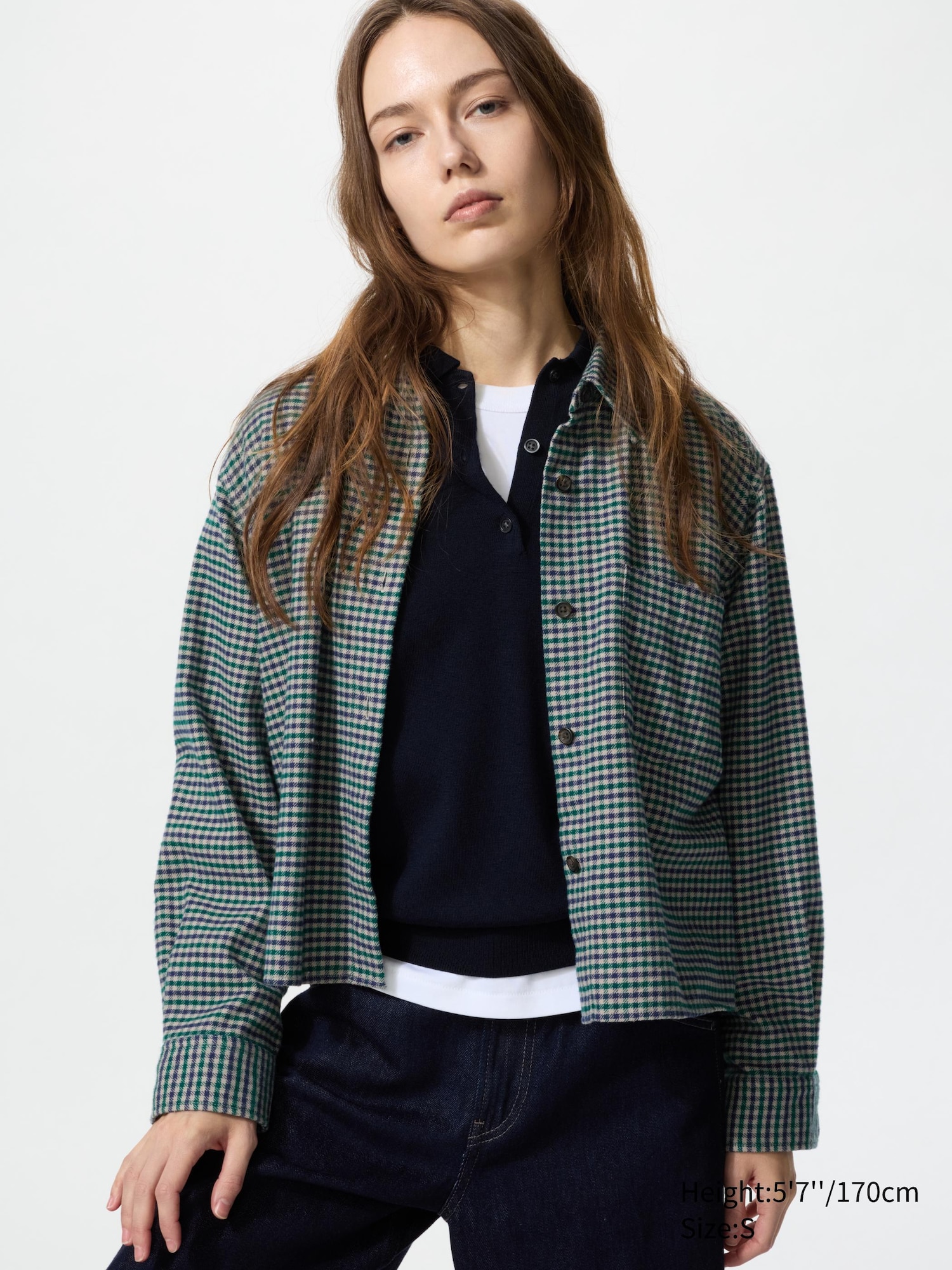 Women's Flannel Boxy Shirt (Mini Check) | UNIQLO UK
