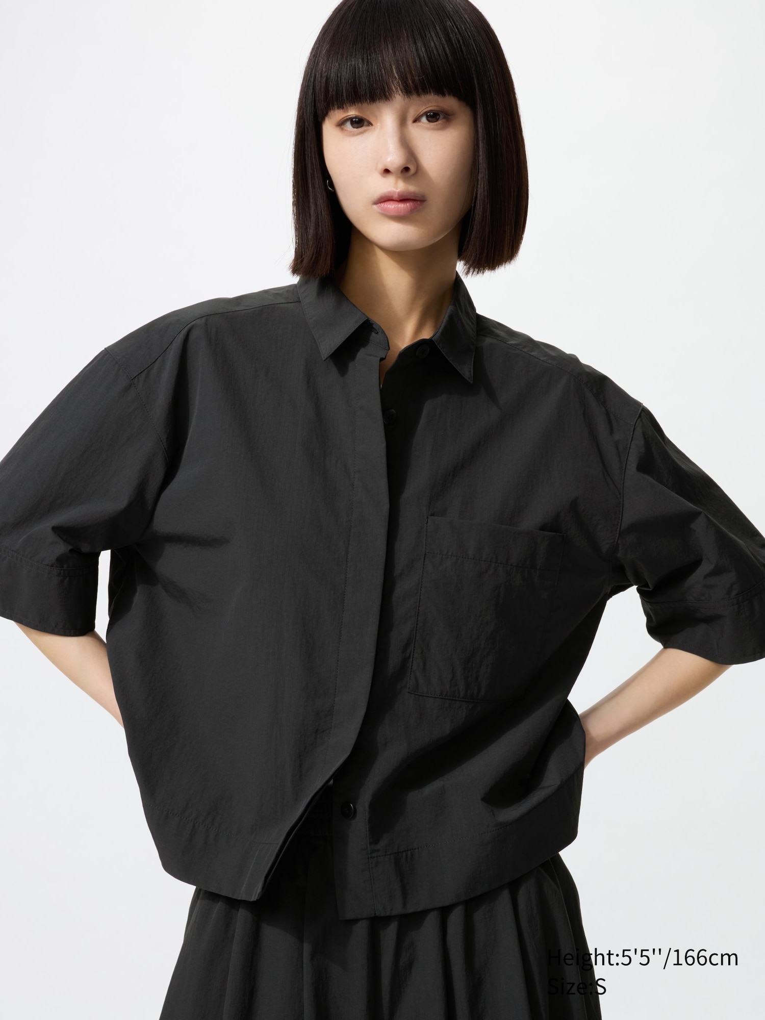 Women's Nylon Boxy Short Shirt (Half Sleeve) | UNIQLO UK