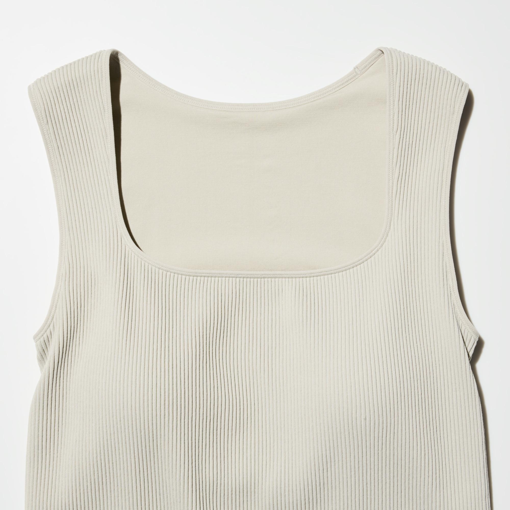 Women's Ribbed Square Neck Sleeveless Bra Top | UNIQLO UK